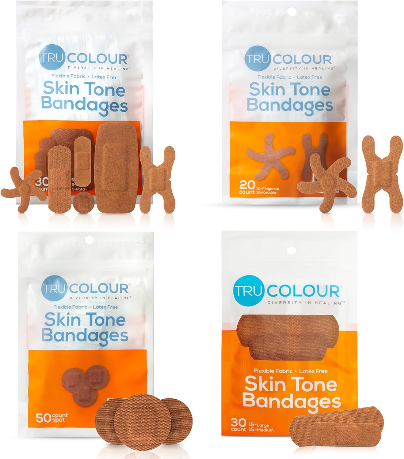 Amazon.com: Tru-Colour Skin Tone Bandages Assorted Shapes - Flexible ...