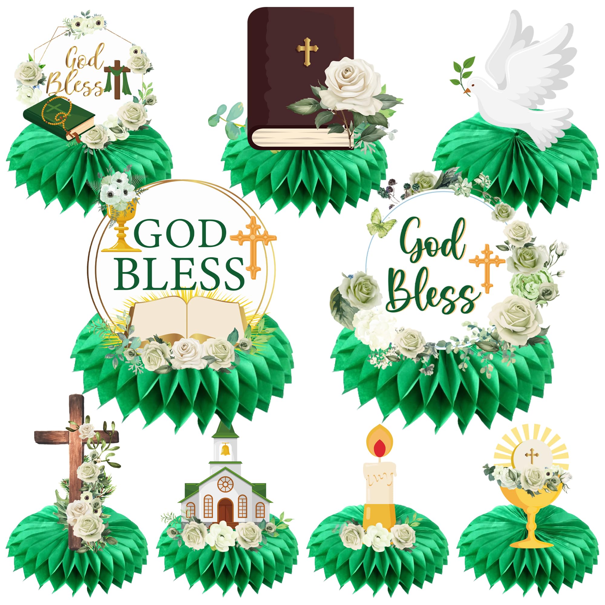 Amazon.com: God Bless Baptism Centerpieces for Tables - Floral Baptism ...