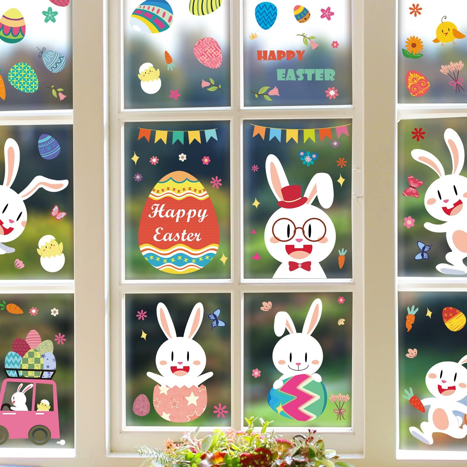 Amazon.com: Easter Decorations, 9 Sheets Easter Window Clings, Reusable ...
