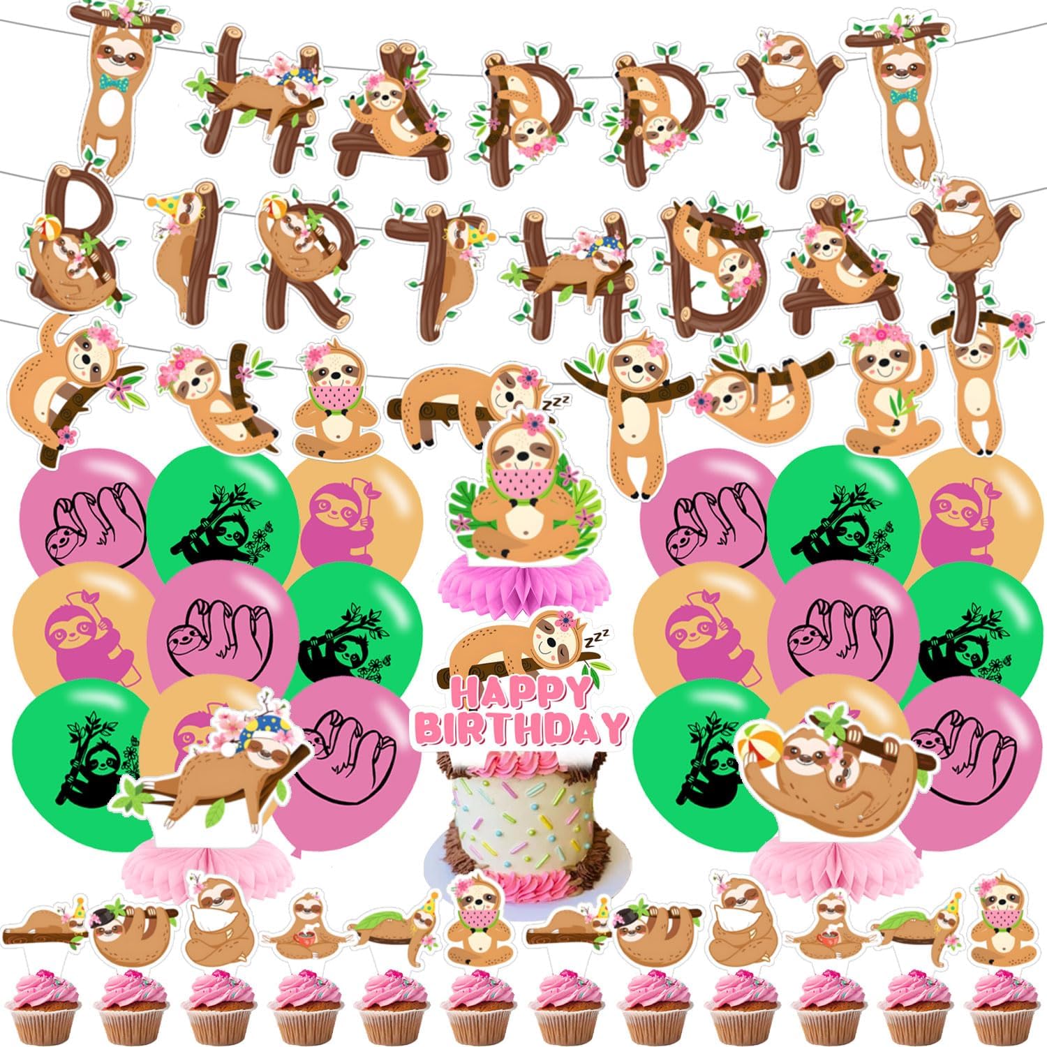 Amazon.com: Sloth Birthday Party Decorations, Sloth Party Supplies ...