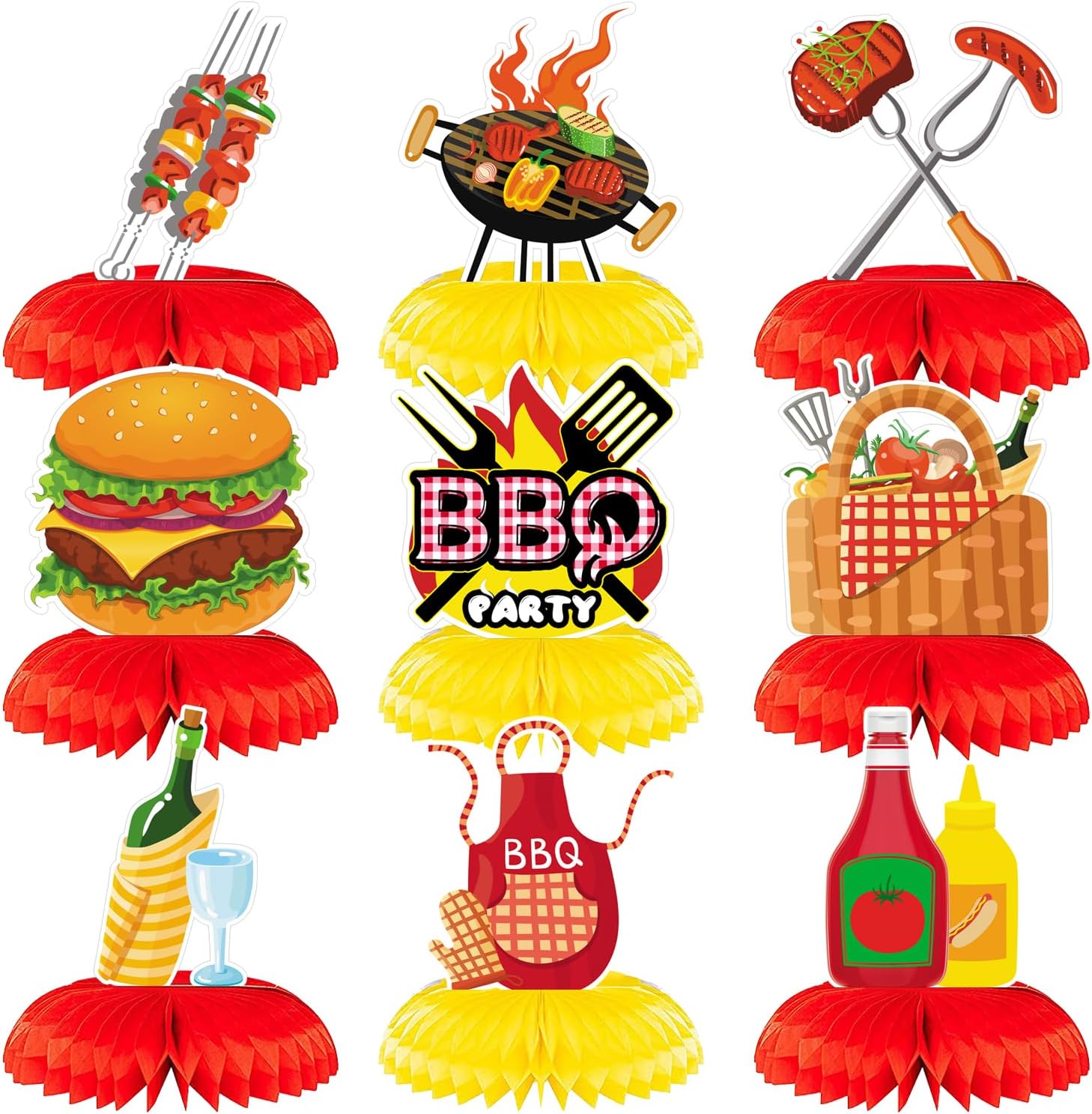 Amazon.com: Qpout 9 Pieces BBQ Party Decorations BBQ Baby Shower Table ...