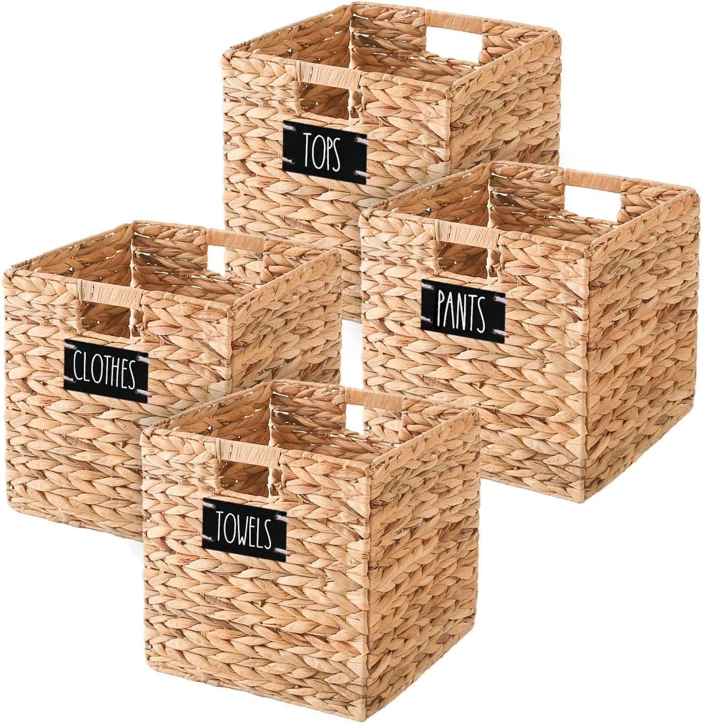Amazon.com: Wicker Storage Basket - Rattan Cube Bins, Water Hyacinth ...