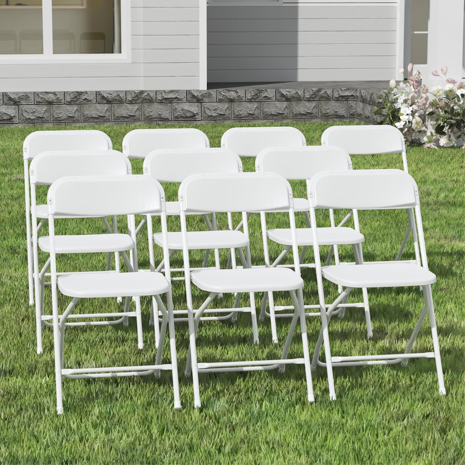 Amazon.com: Chivari Plastic Folding Chair, 10 Pack, 650lb Weight ...