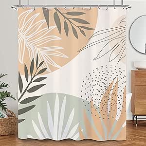 Amazon.com: Laifzere Boho Aesthetic Sage Green Abstract Shower Curtain - Mid Century Boho Plants ...