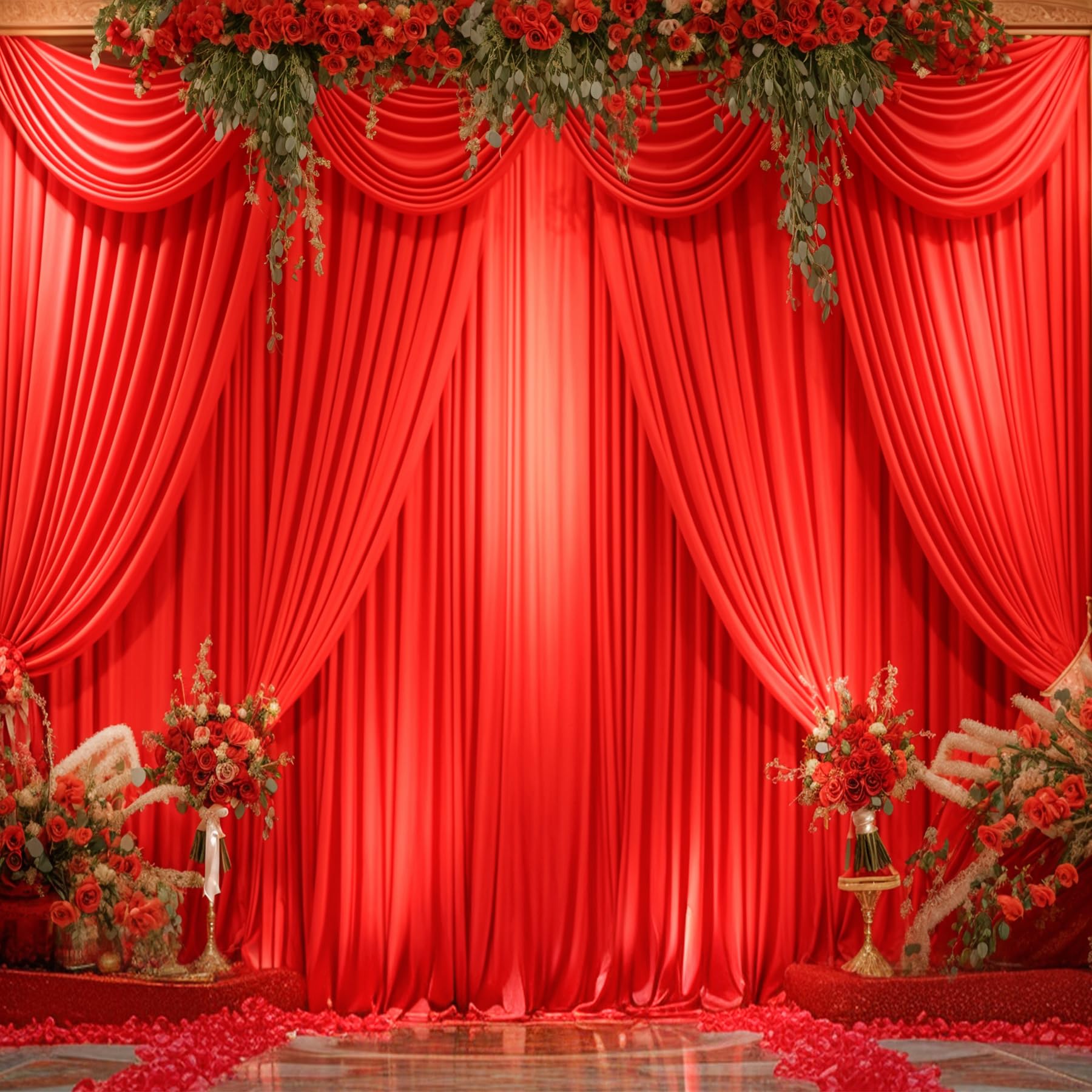 Amazon.com : 40ft x 10ft Wrinkle Free Red Wedding Backdrop Curtains for ...