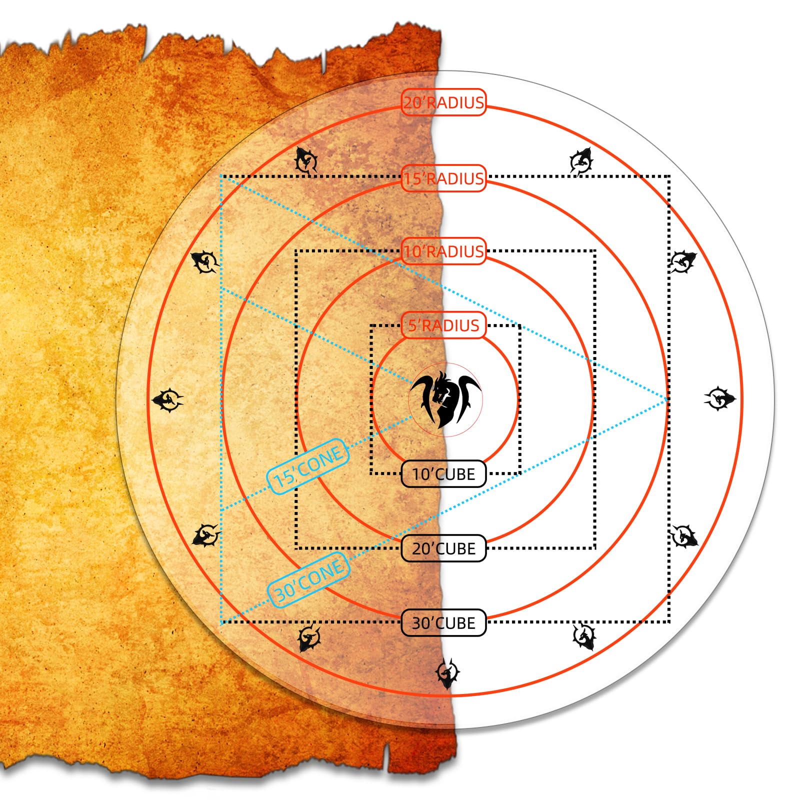 Byhoo Upgrade DND AOE Damage Maker,DND Area Effect Template,Board Game AOE Area Damage Measure ...