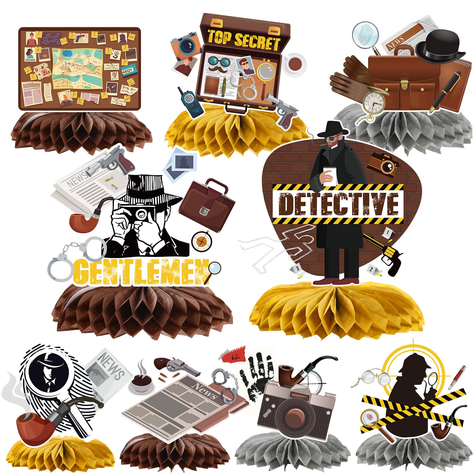 Amazon.com: Gameza Murder Detective Party Table Decor, Detective Theme ...