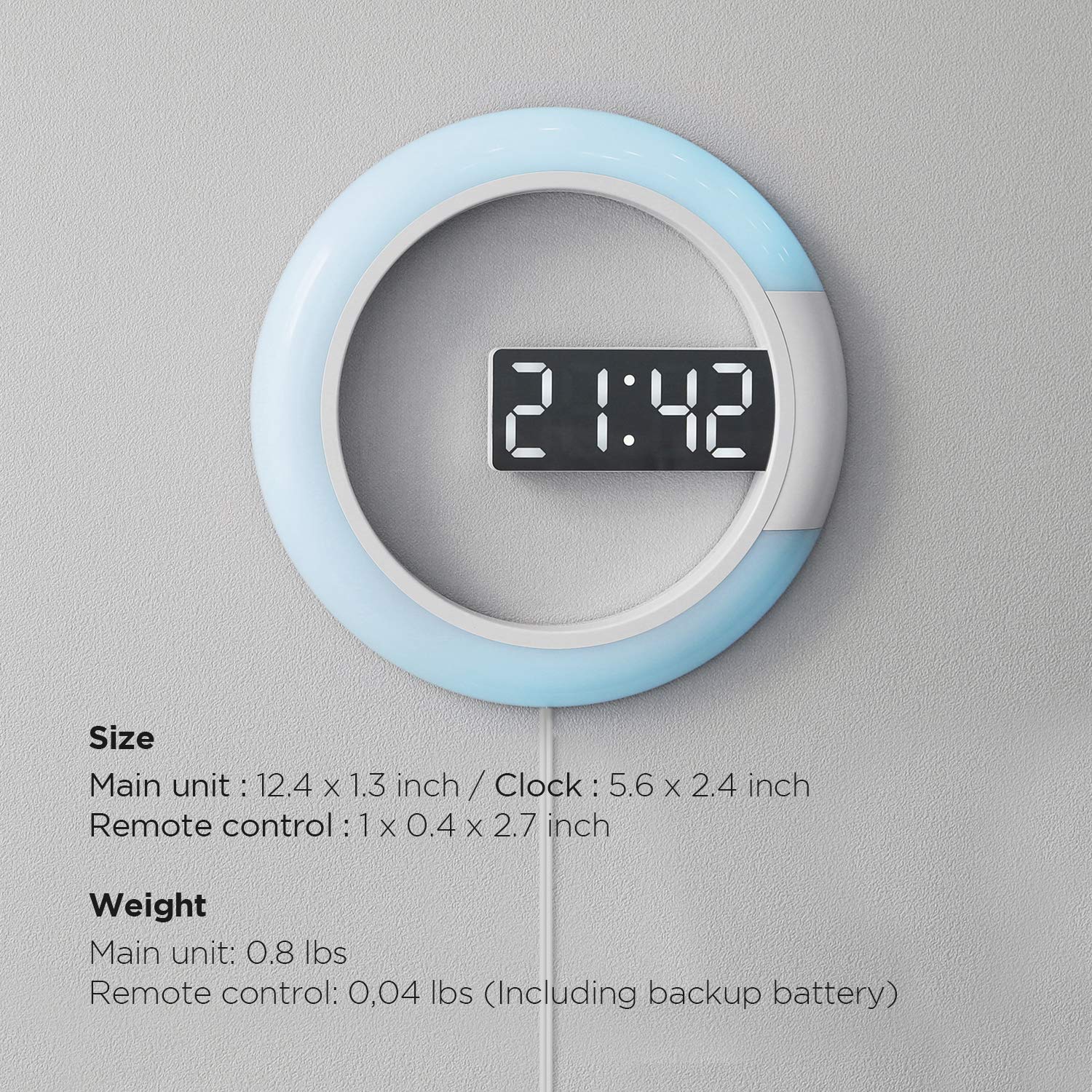 mooas Moodlight Dual Mirror Clock, 7 Color nightlight, 2 LED Colors ...