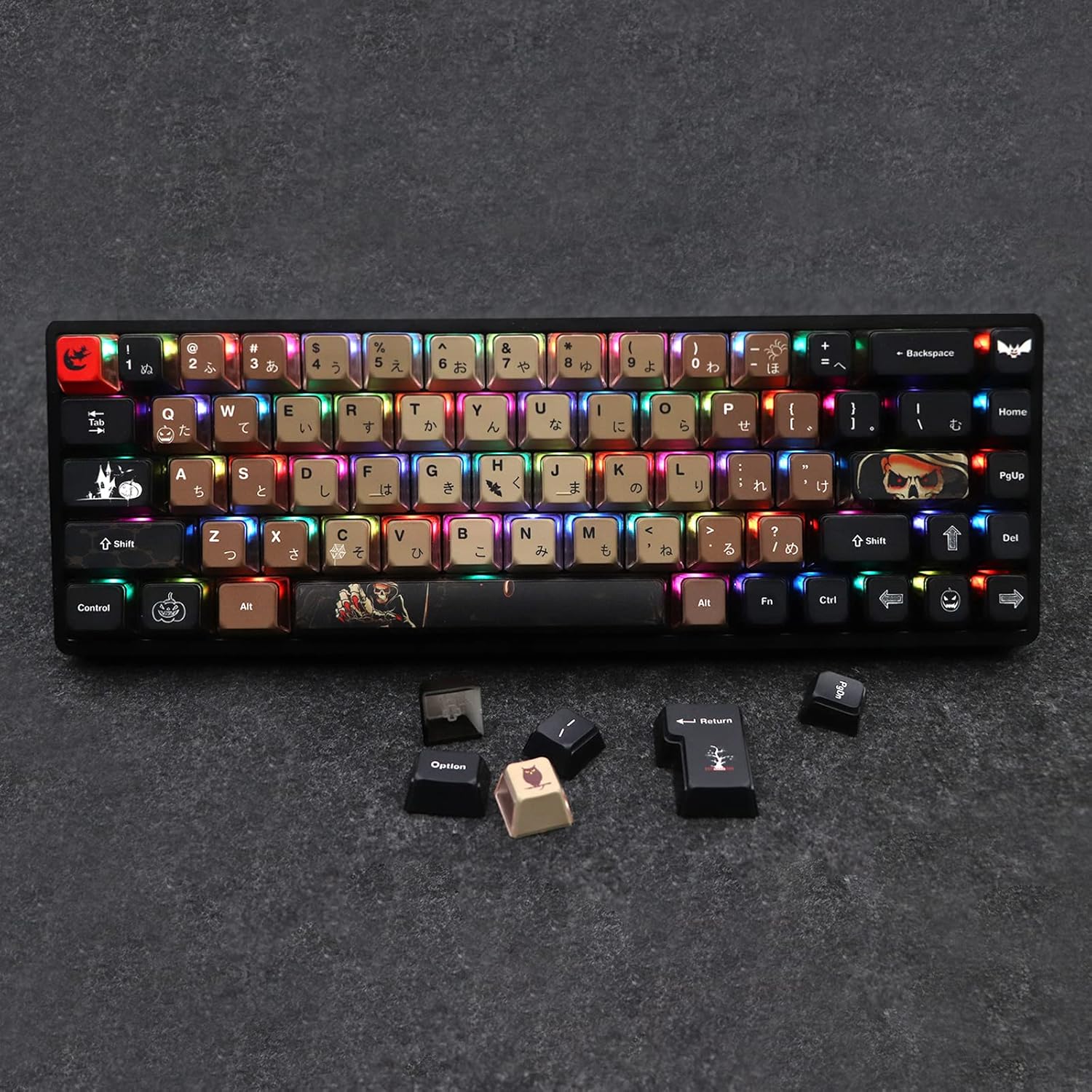 Buy JSJT Halloween Keycaps 150 Keys Triple Side Transparent Japanese ...