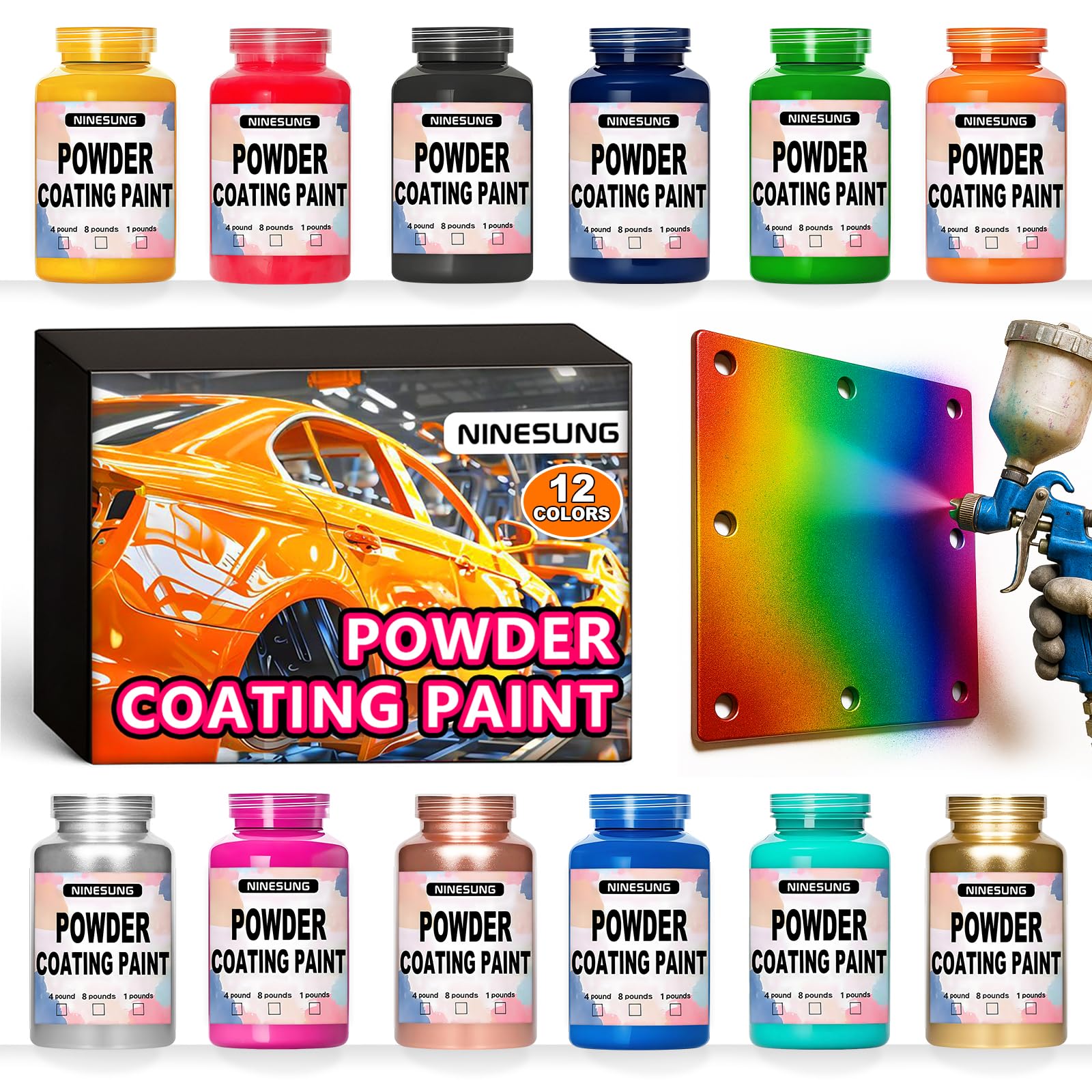 Snapklik.com : Ninesung 12 Colors Powder Coating Paint Powder Coat ...