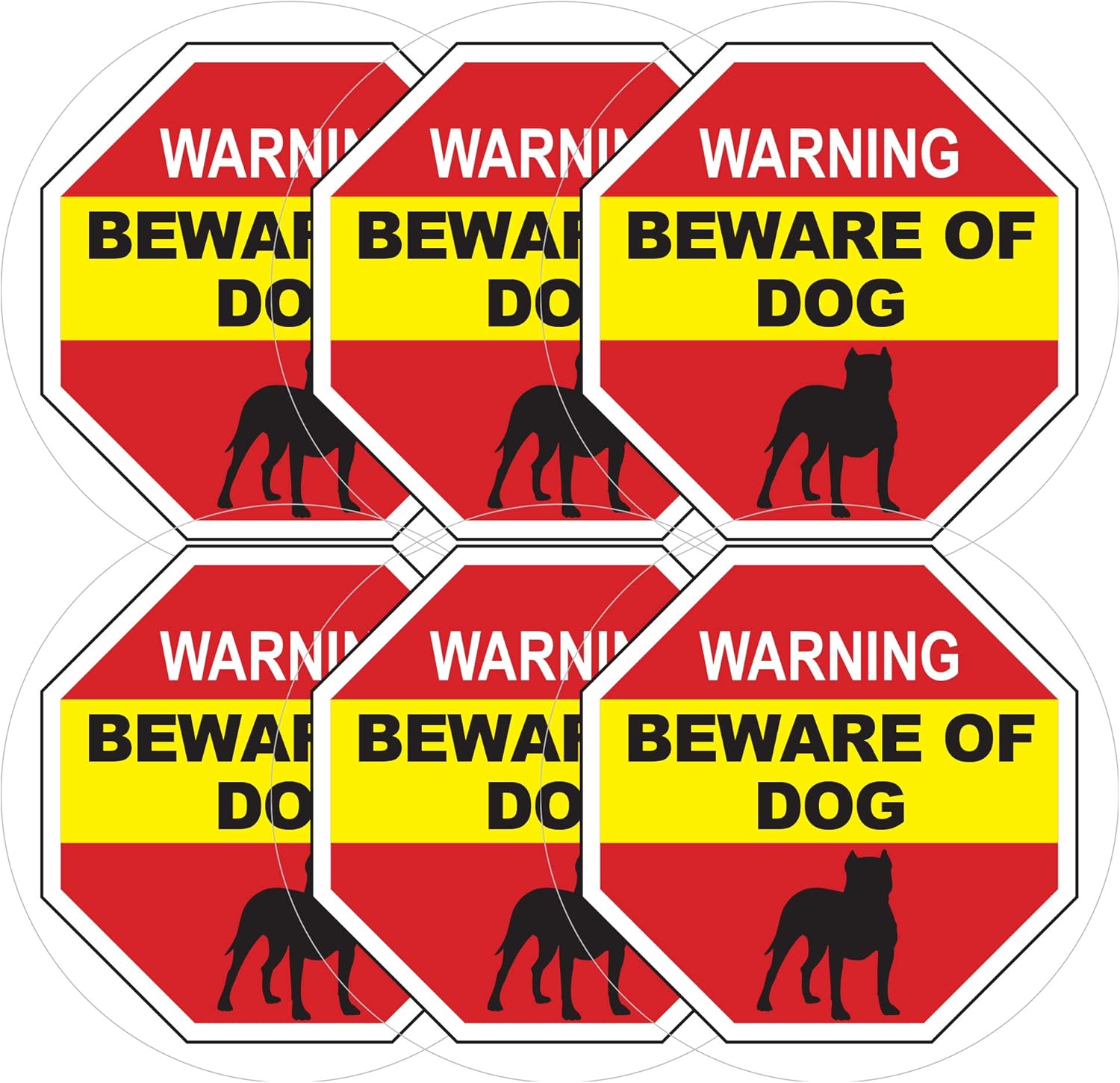 Beware of Dog Sign, Warning Window Stickers (6 Pack) - 5 Inches Round ...