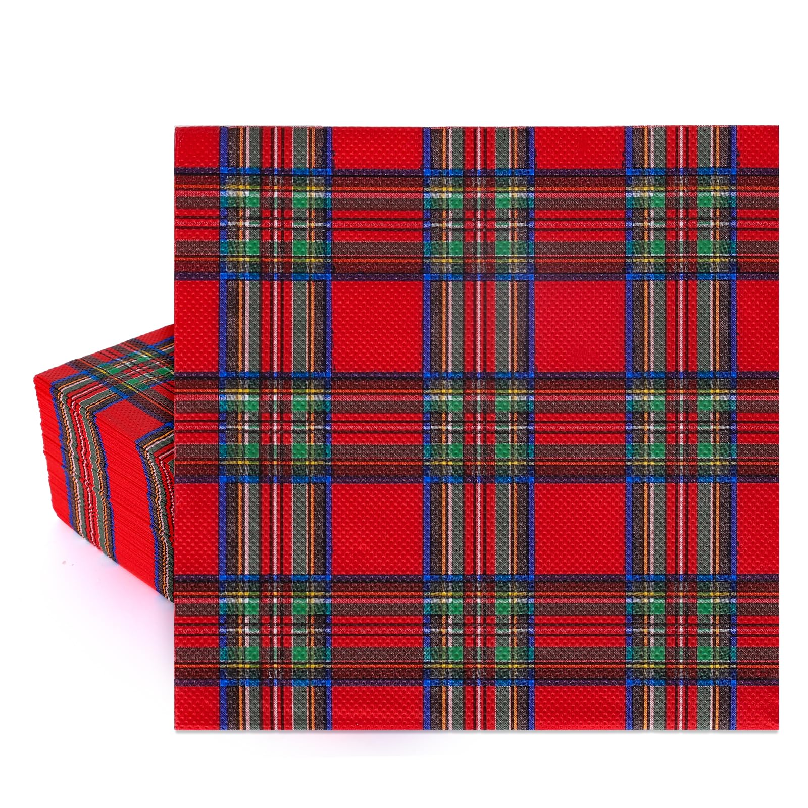 Amazon.com: Whaline 80 Pack Checkered Paper Napkins Red Plaid ...