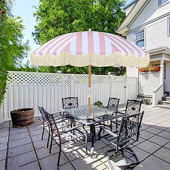 Amazon.com : Table Umbrella Windproof 6.5ft Boho Beach Umbrella With ...