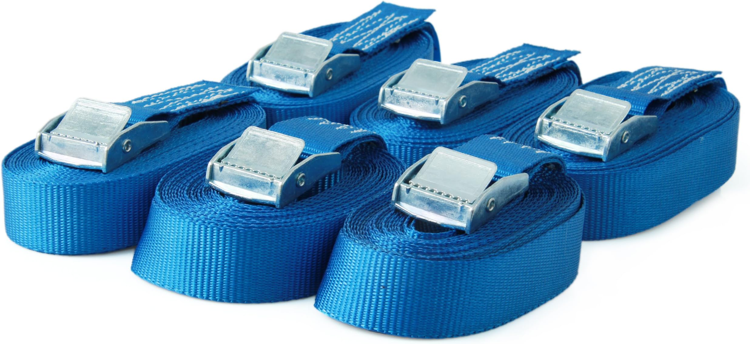 valonic Iceland - 4 x 2m Spanngurte mit Klemmschloss, 25mm, 250Kg - EN-12195-2, blau, Zurrgurte ...
