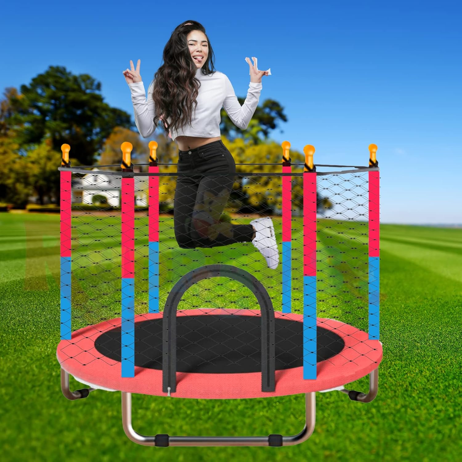 RUDRAMS 55" Red Trampoline for kids & outdoor | trampoline for kids ...