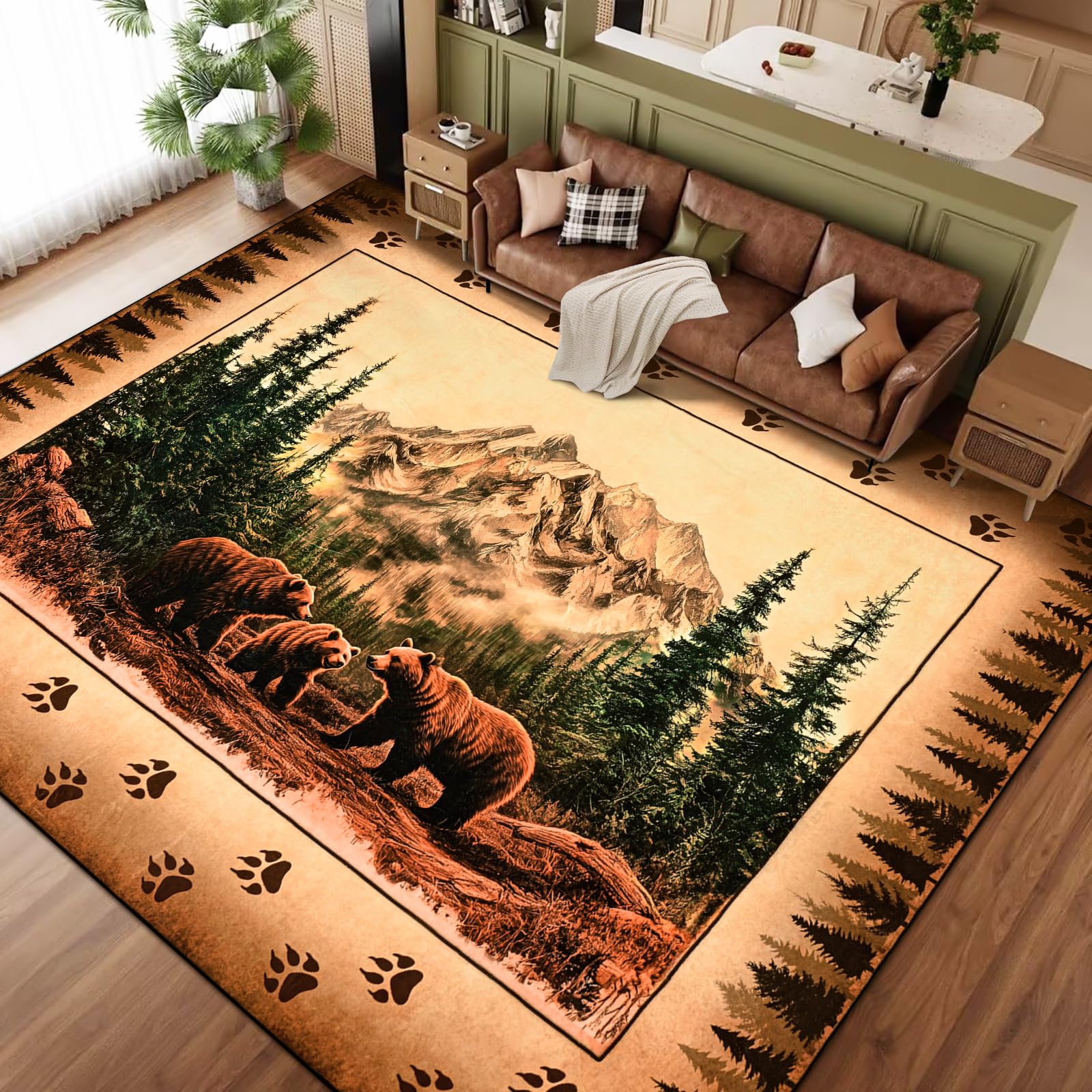 Amazon.com: FRAMICS Farmhouse Area Rug 8x10, Rustic Cabin Lodge Bear ...