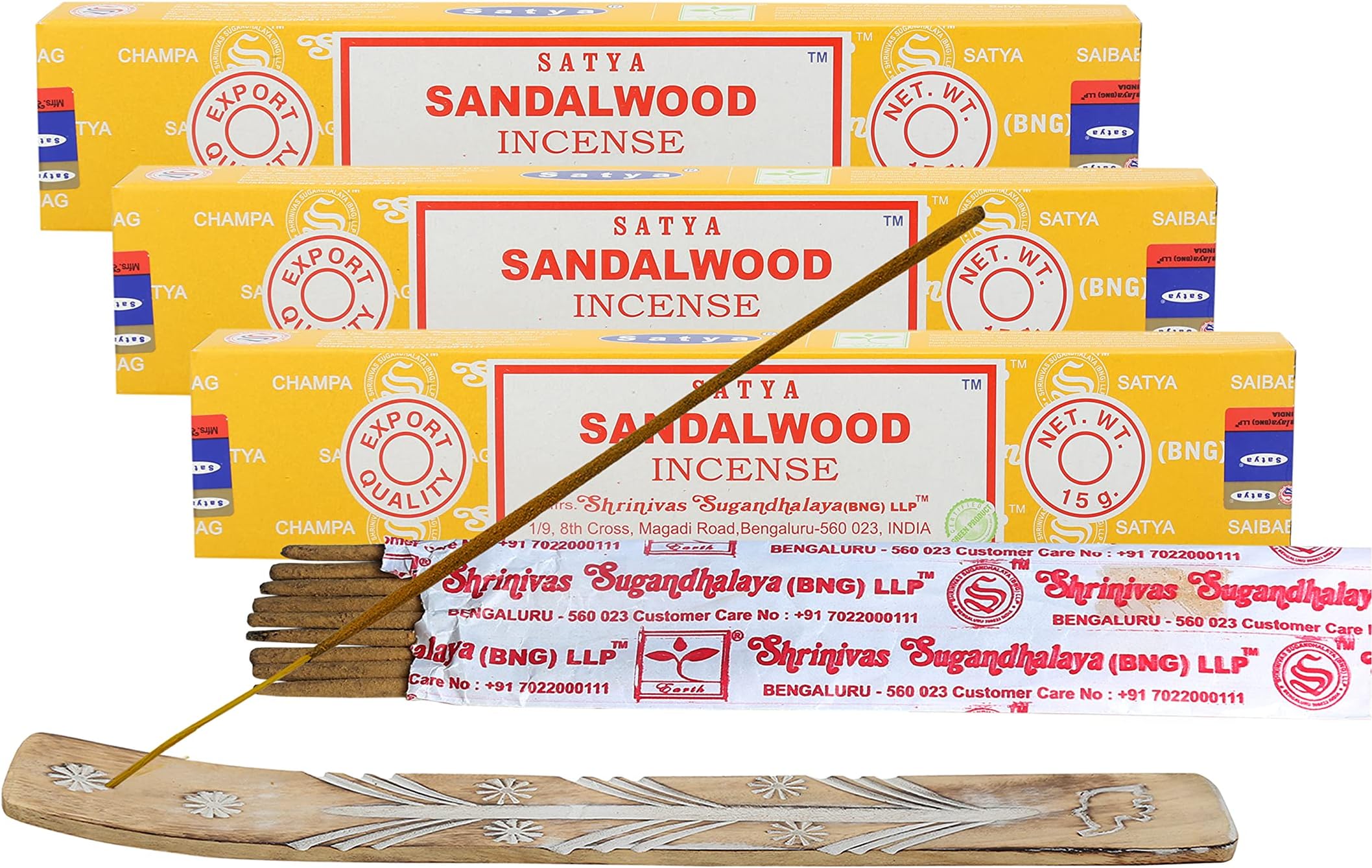Amazon.com: Satya Nag Champa Sandalwood Incense Sticks - Box 12 Pack ...
