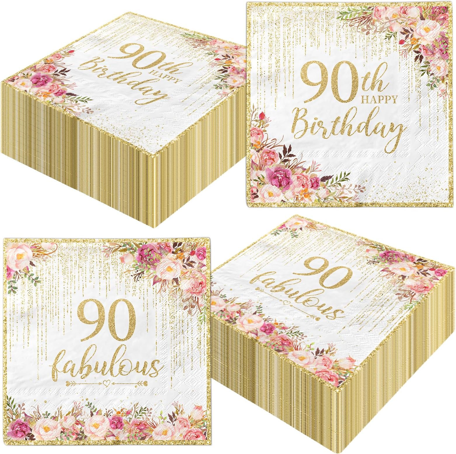 Amazon.com: 90th Birthday Napkins,40pcs 90th Birthday Party Decorations ...