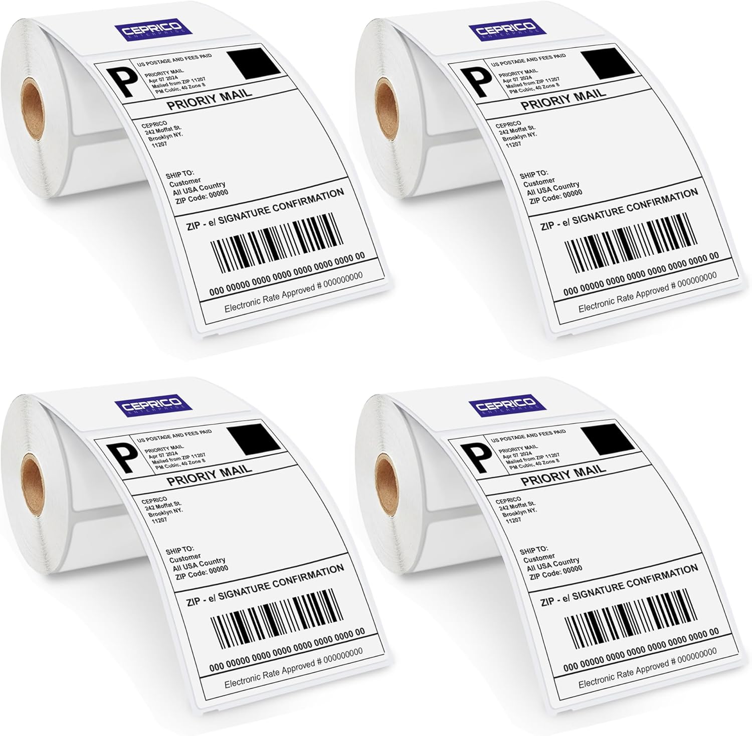 Amazon.com : CEPRICO - 4”x 6” Direct Thermal Shipping Labels | 4 Rolls ...