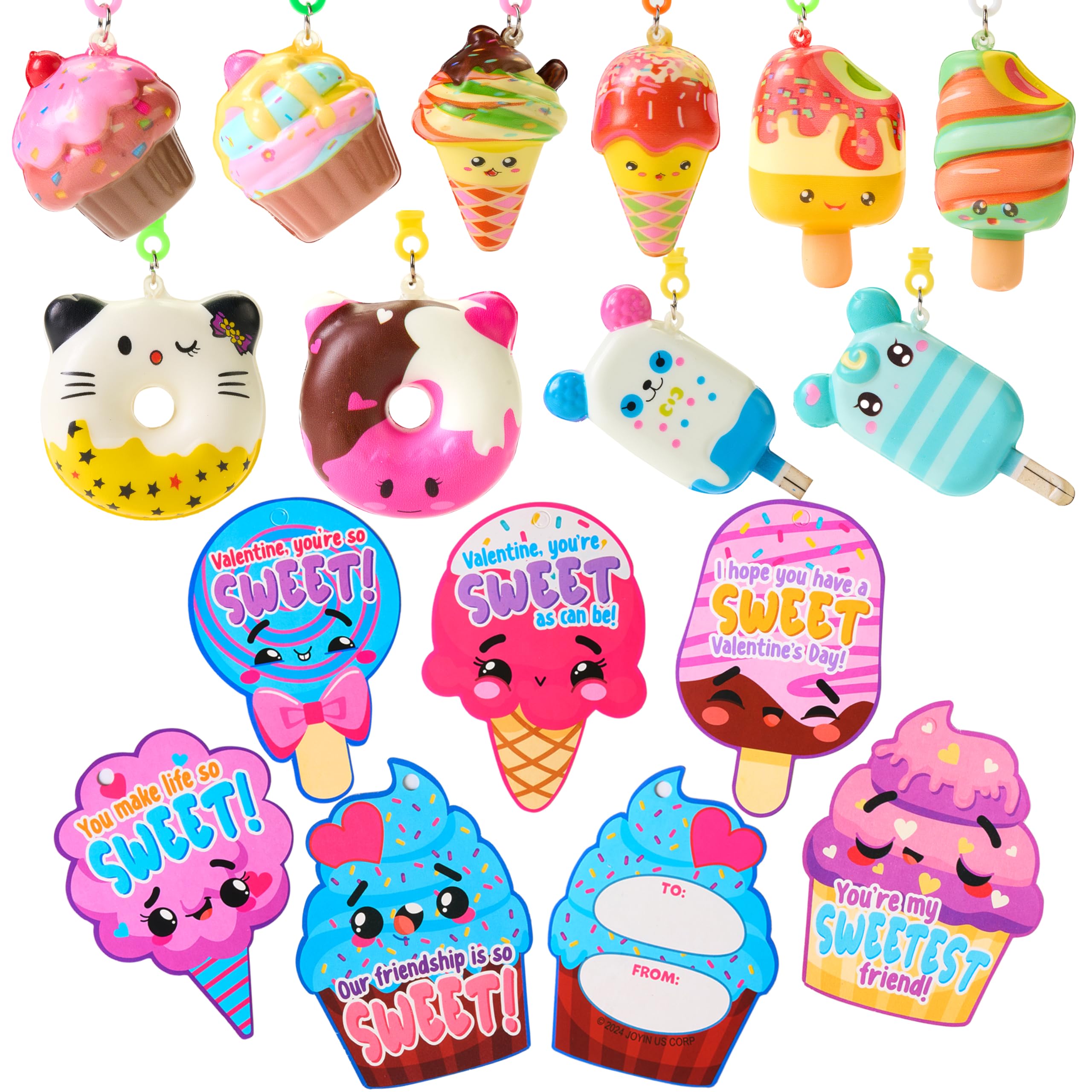 Amazon.com: JOYIN 30 Packs Dessert Squishy Toys Stress Relief Keychains ...