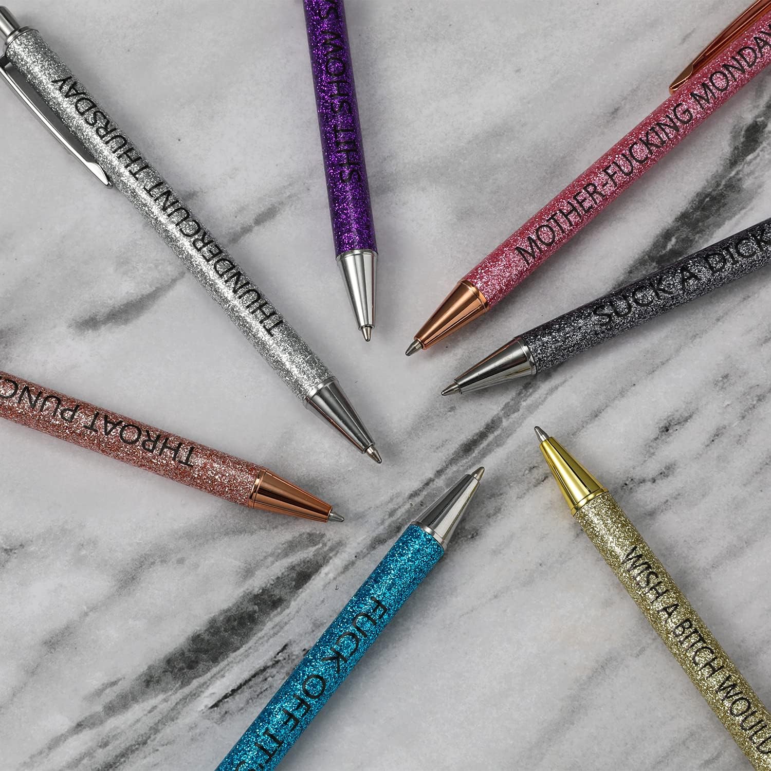 7pcs Funny Pens Set, Swear Word Daily Pens Days Of the Week Metal ...