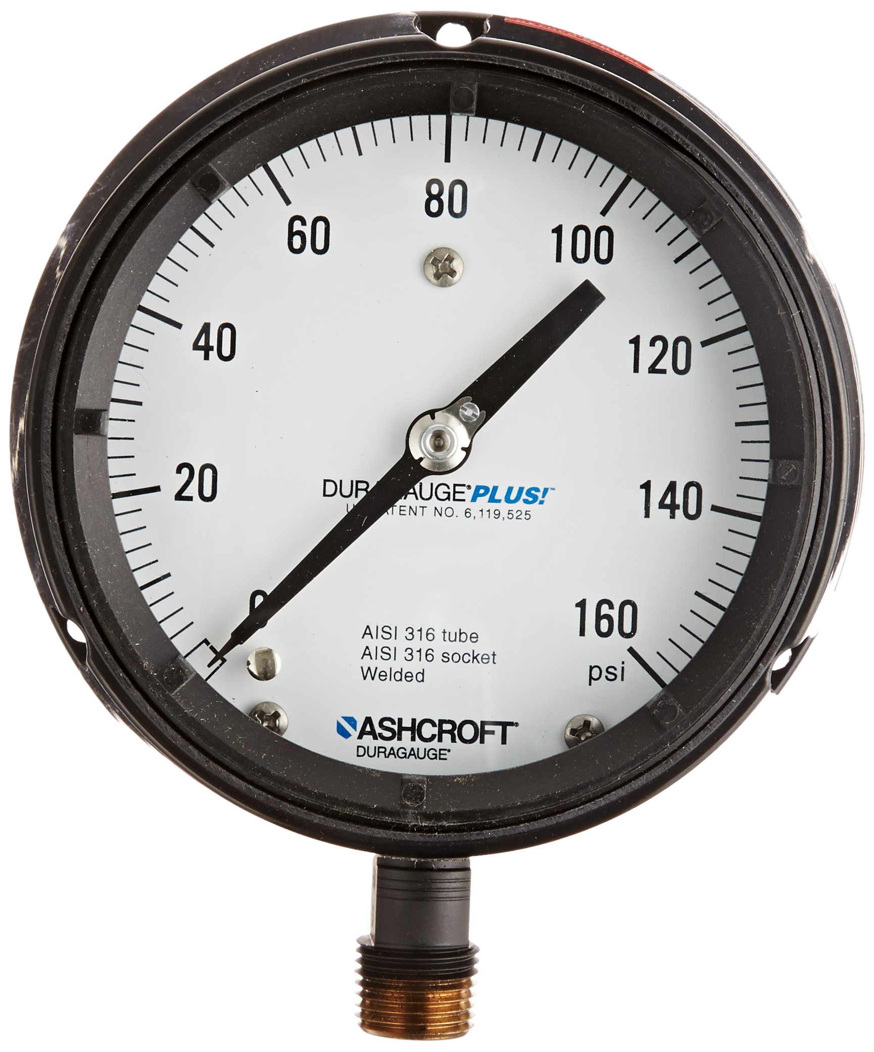 Ashcroft Duragauge Type 1279 Black Phenolic Case Pressure Gauge Plus ...