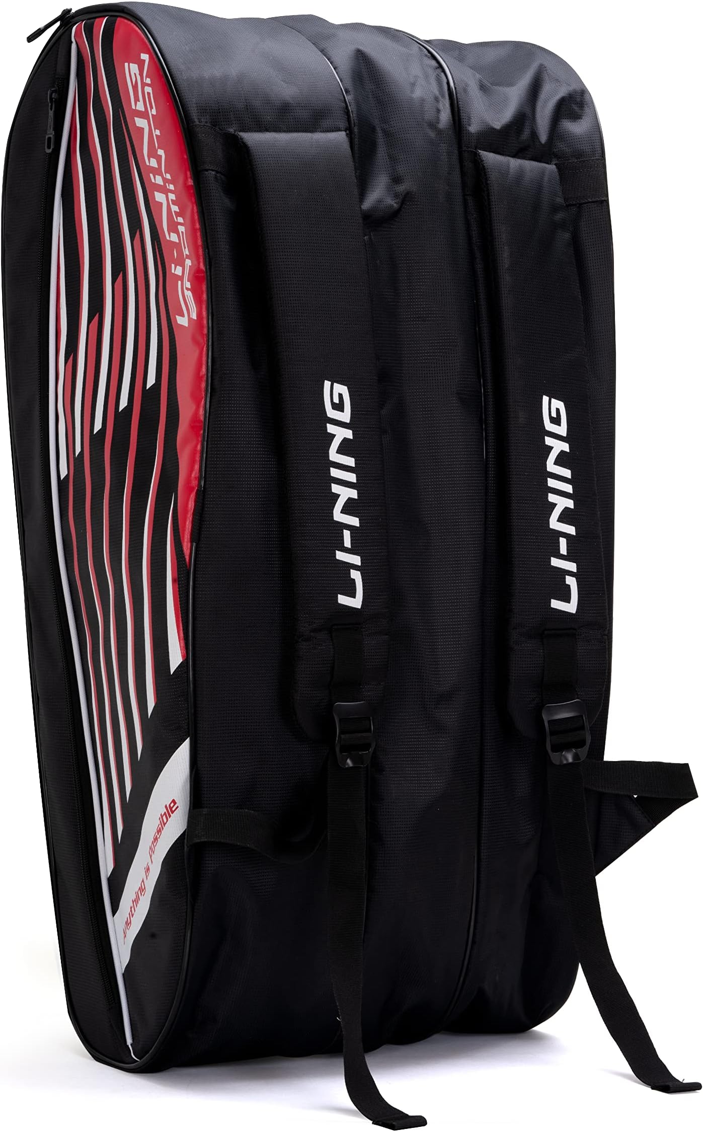 Li-Ning Flash Double Zipper Polyester Badminton Kit Bag (Black, Red ...