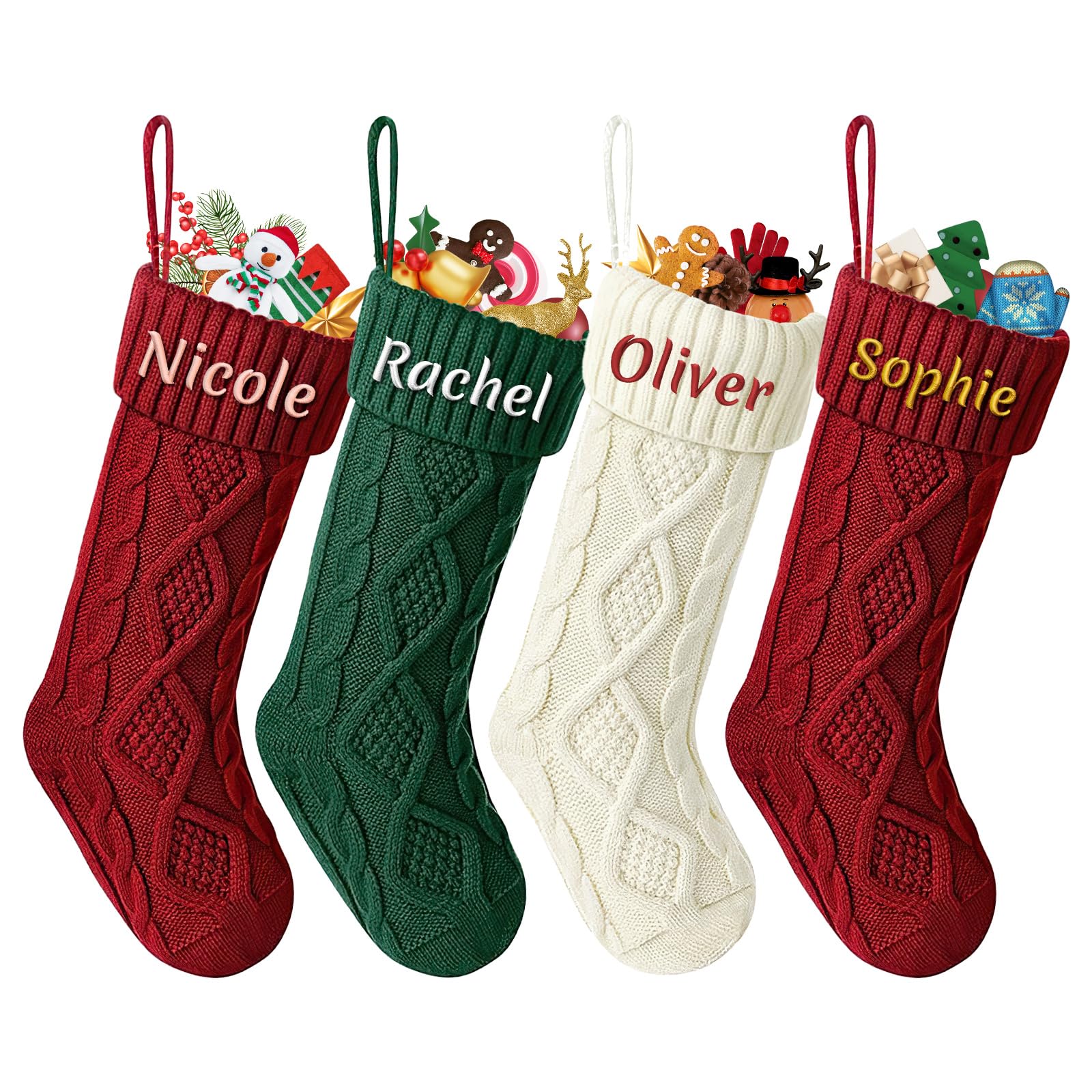 Amazon.com: Dreamdecor Personalized Christmas Stockings with Monogramed ...