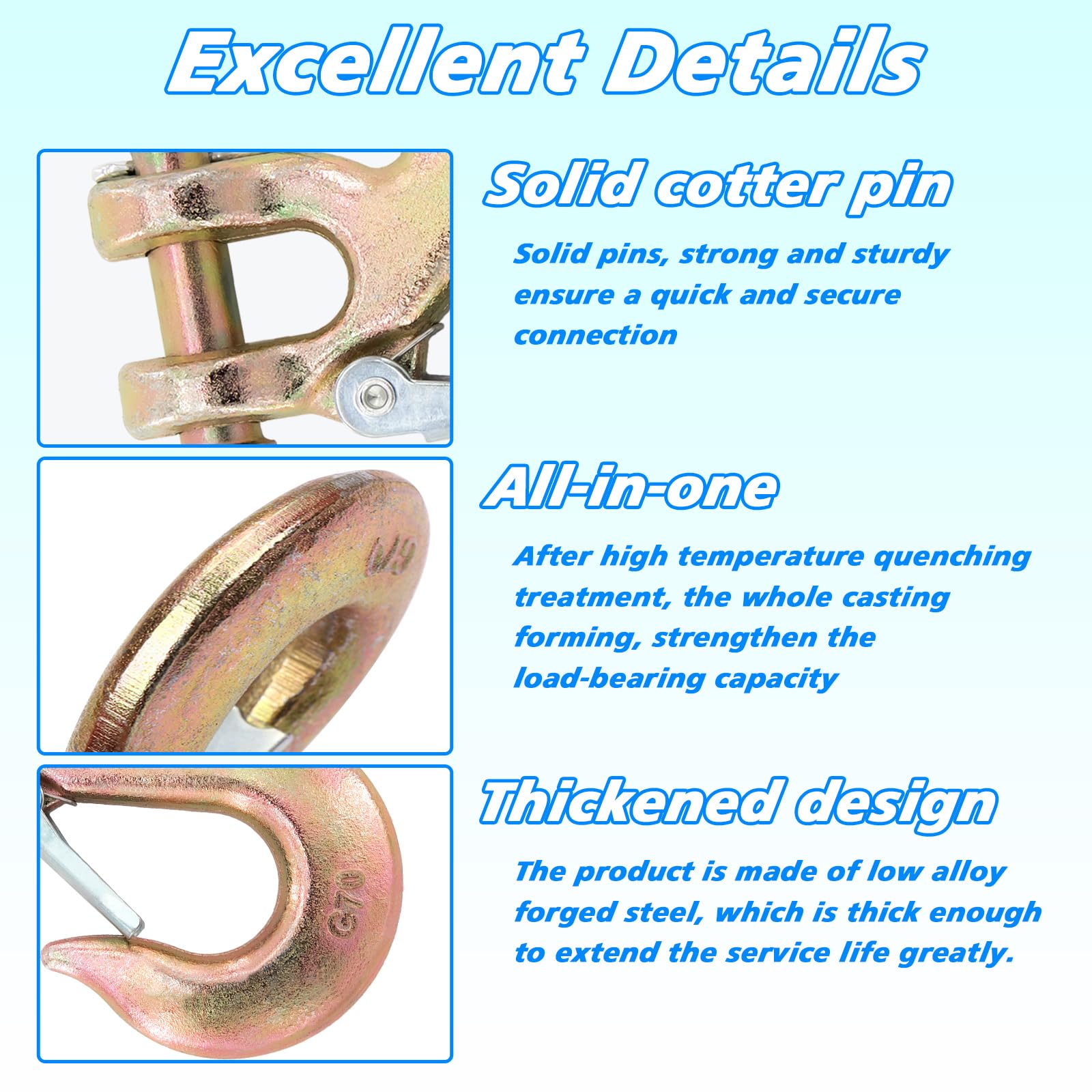 Tow Hook Trailer Safety Chain Hooks 3/8\" Heavy Duty Clevis Hook With ...