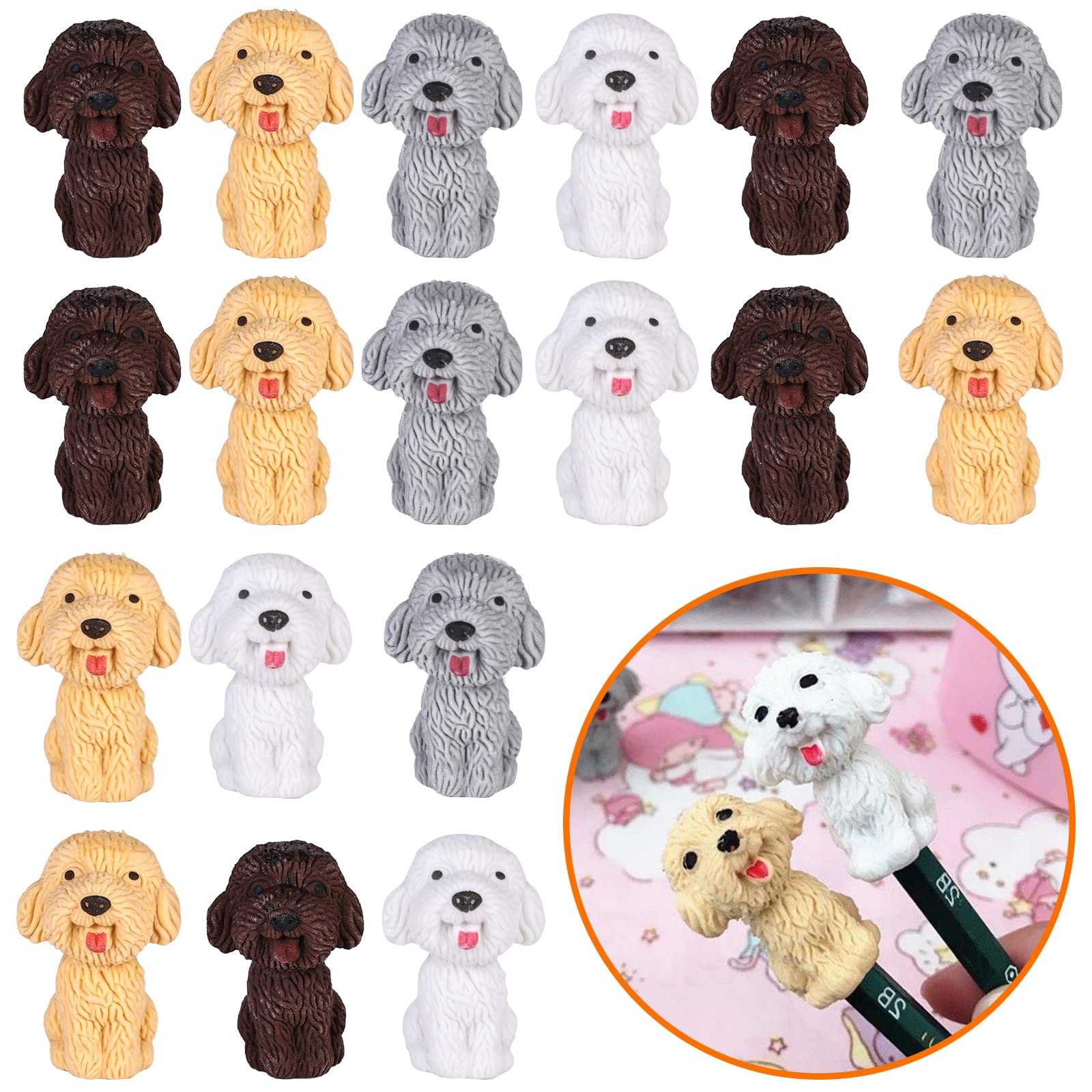 Snapklik.com : Animal Dogs Pencil Erasers Toppers: Erasers 30 Pack ...
