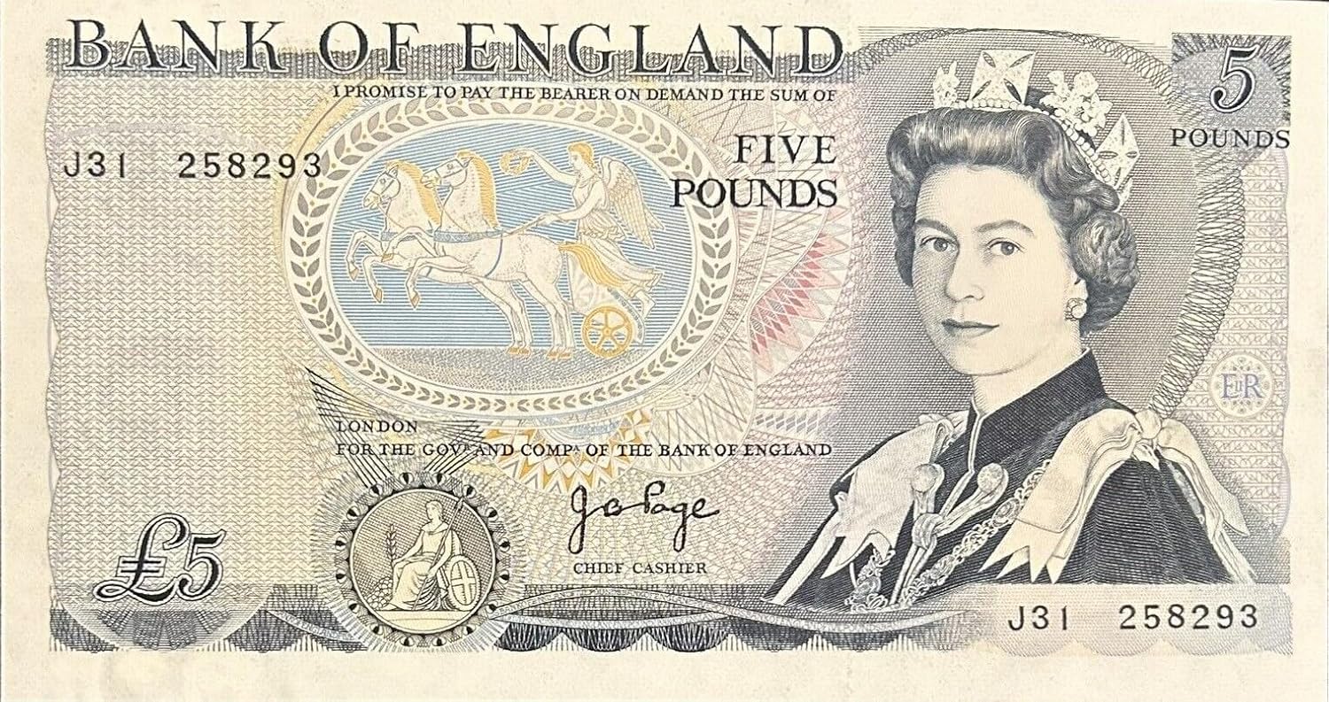 Five Pound Note (Series D from 1971 to 1989) Authentic, Original ...