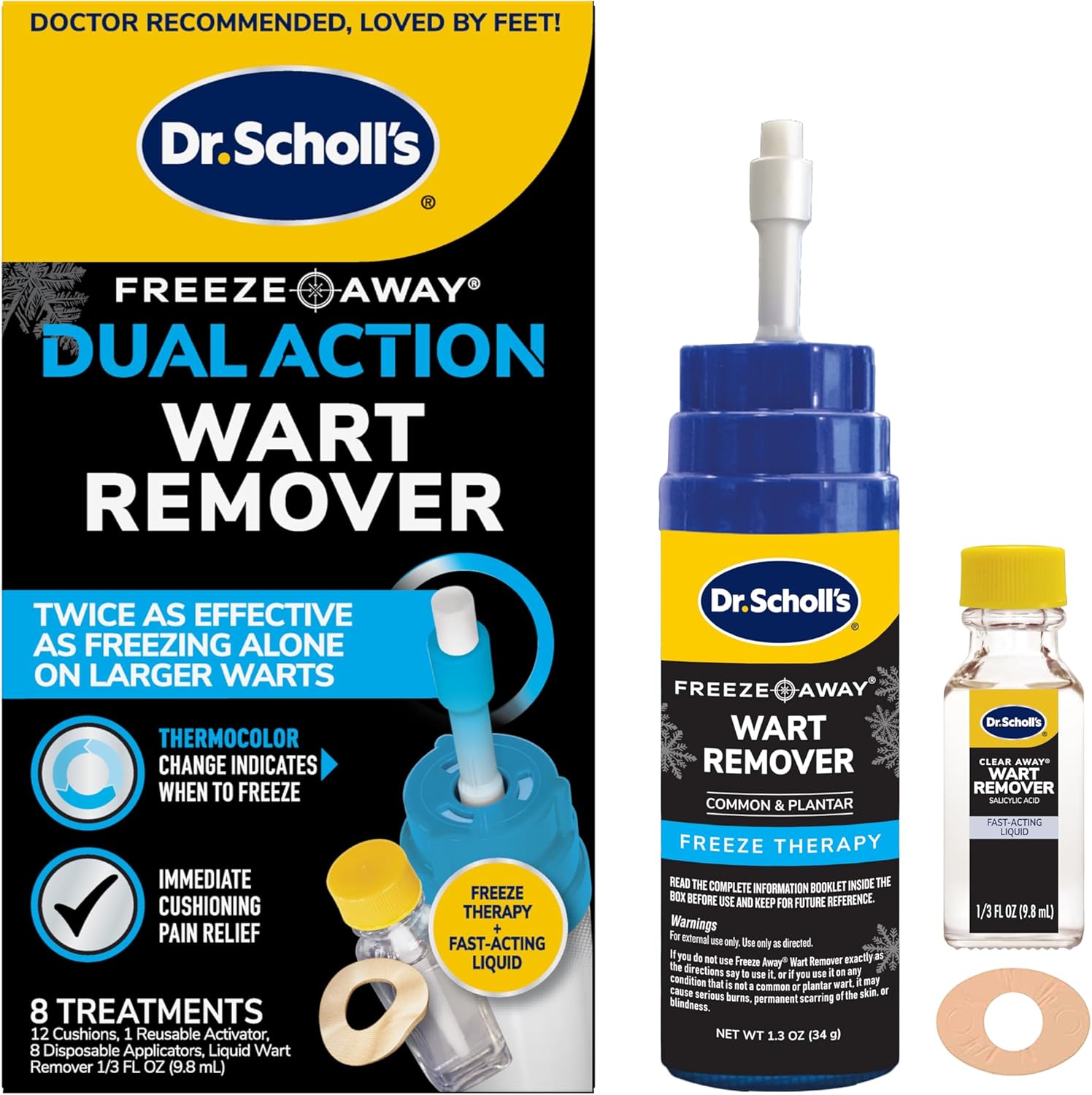 Brandclub - Dr Scholl's Dual Action Freeze Away Wart Remover, 8 ct – Twice as Effective as ...
