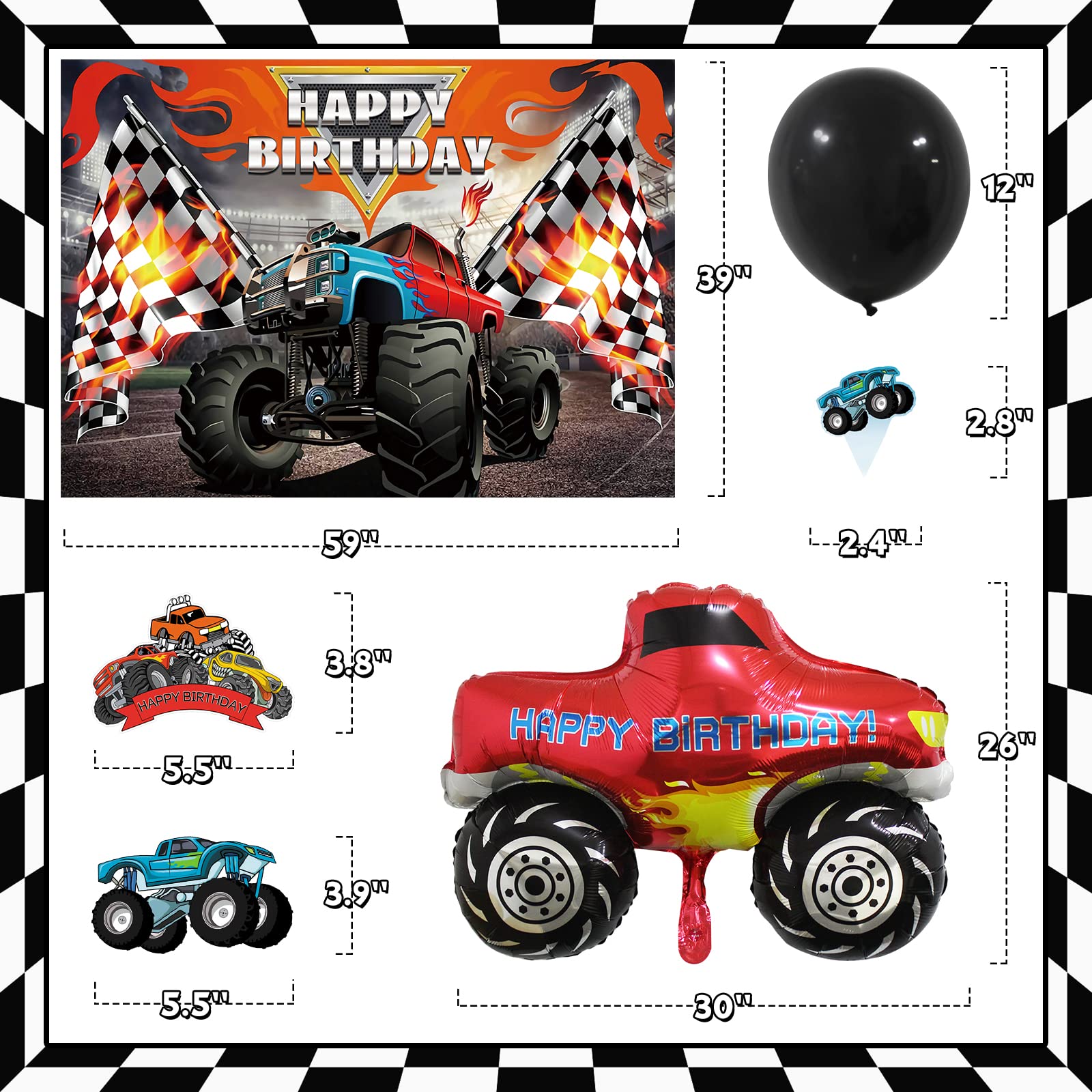 Snapklik.com : Monster Truck Party Supplies, Birthday Decorations ...