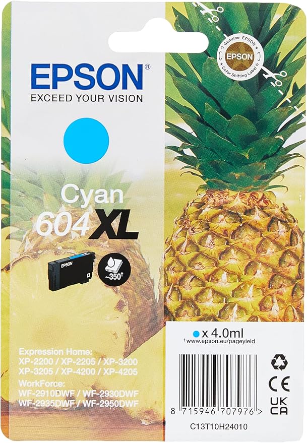 Epson 604XL Pineapple, Genuine Cyan Ink Cartridge : Amazon.co.uk ...