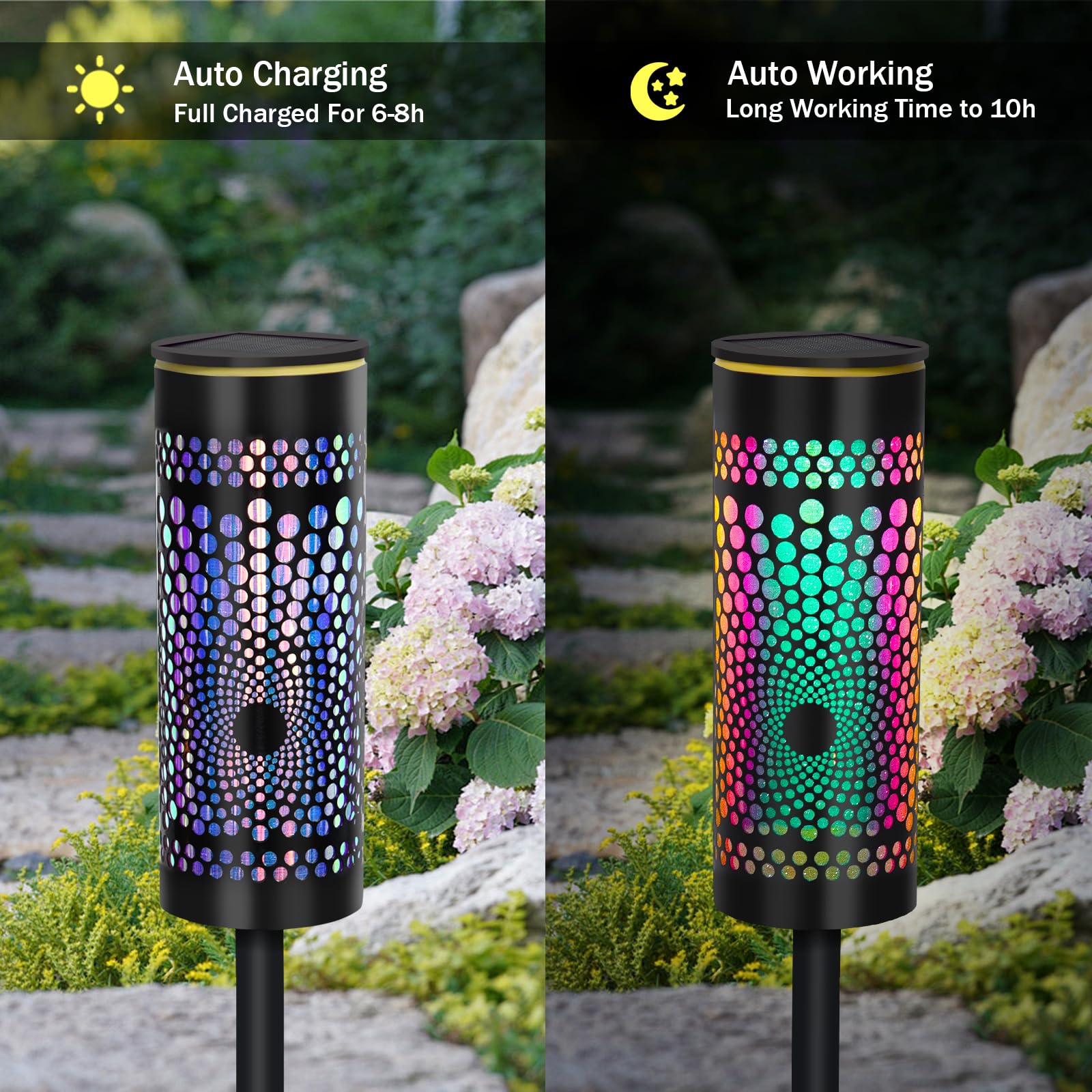 Snapklik.com : Solar Pathway Lights Outdoor, 4 Pack Color Changing ...