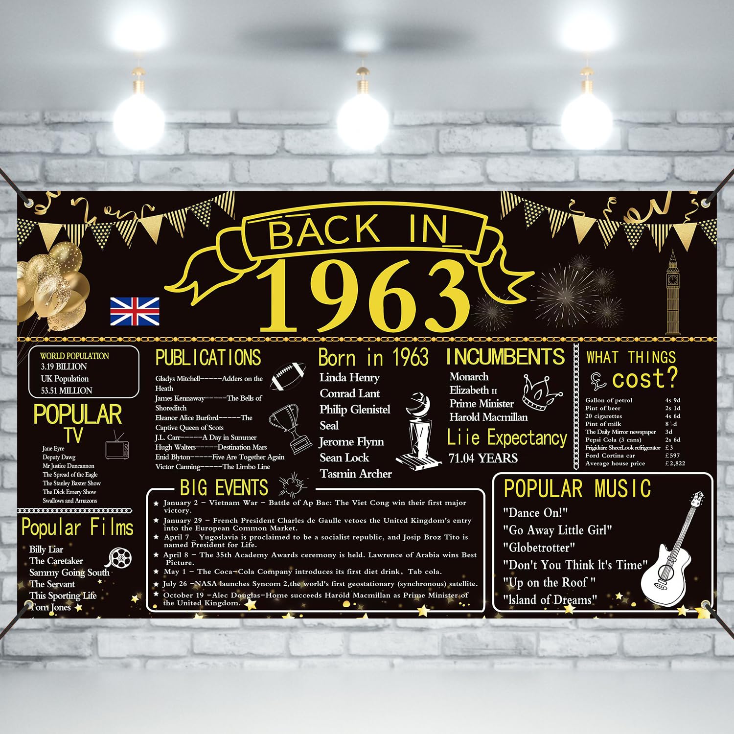Buy Moorovgi 60th Birthday Party Decorations,Back in 1963 Banner 60 ...