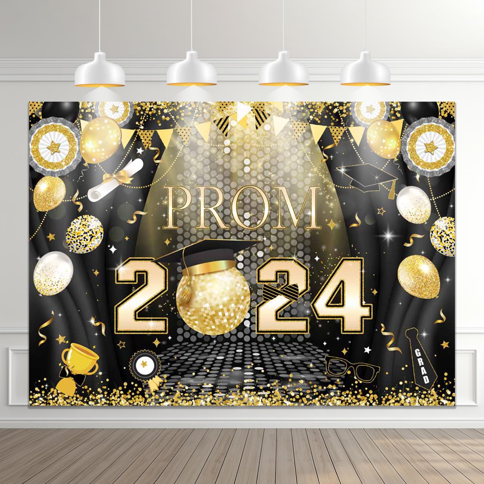 Amazon.com : Lecheme Prom 2024 Backdrop Graduation Prom Night Class of ...