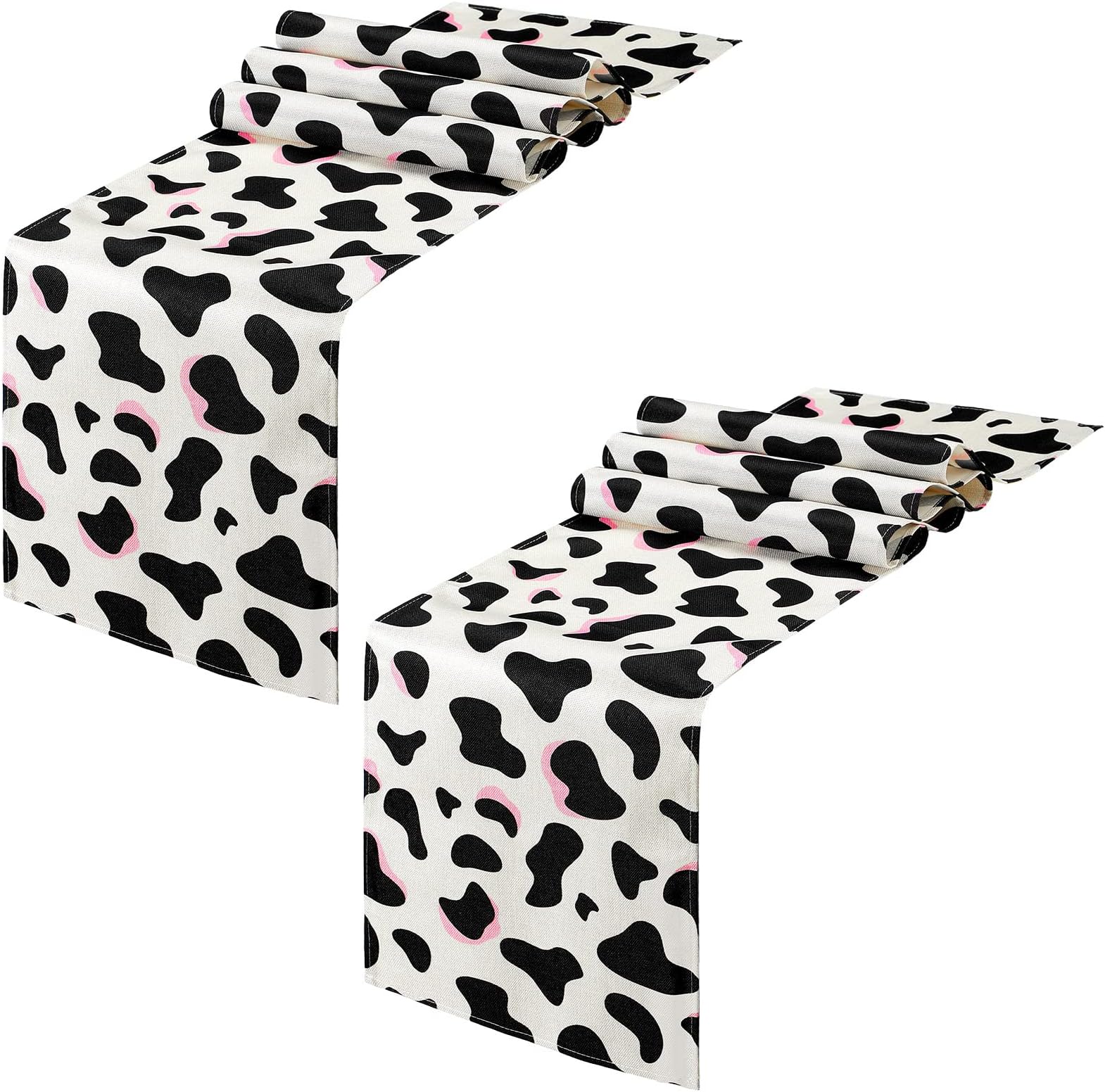 Amazon.com: 10 Pcs Linen Cow Print Table Runner Black and White Farm ...