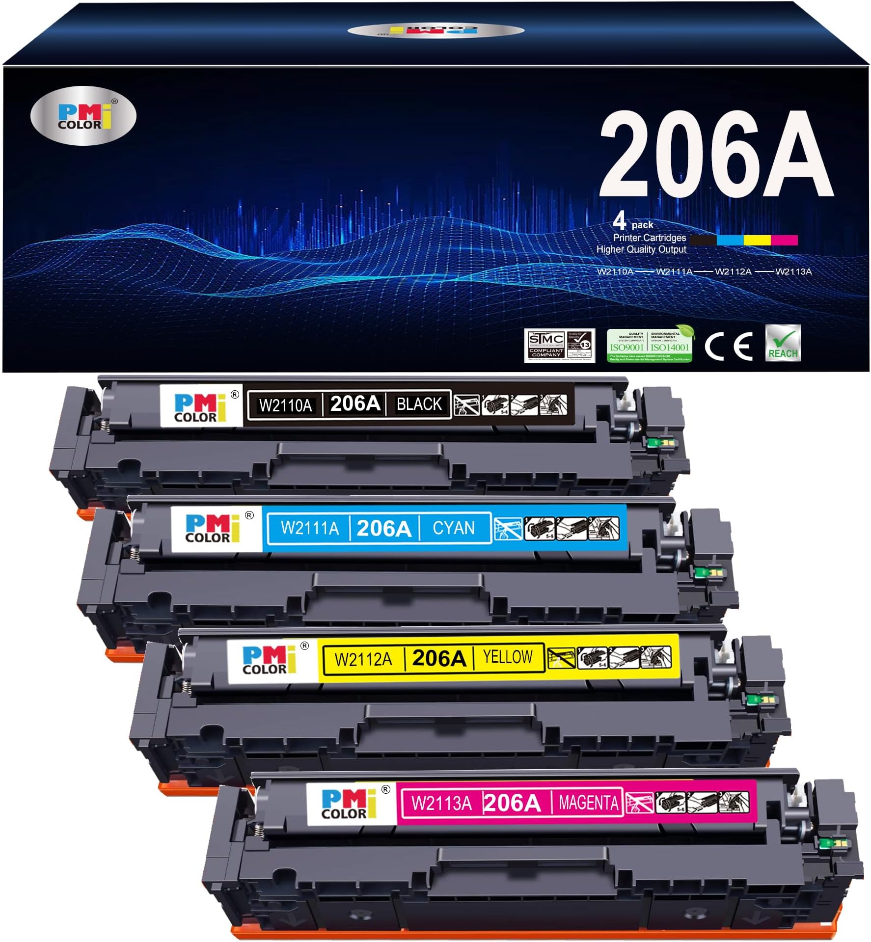 Amazon.com: 4 Pack Replacement for HP 206A 206X Toner Cartridges for Color Laser Jet Pro MFP ...