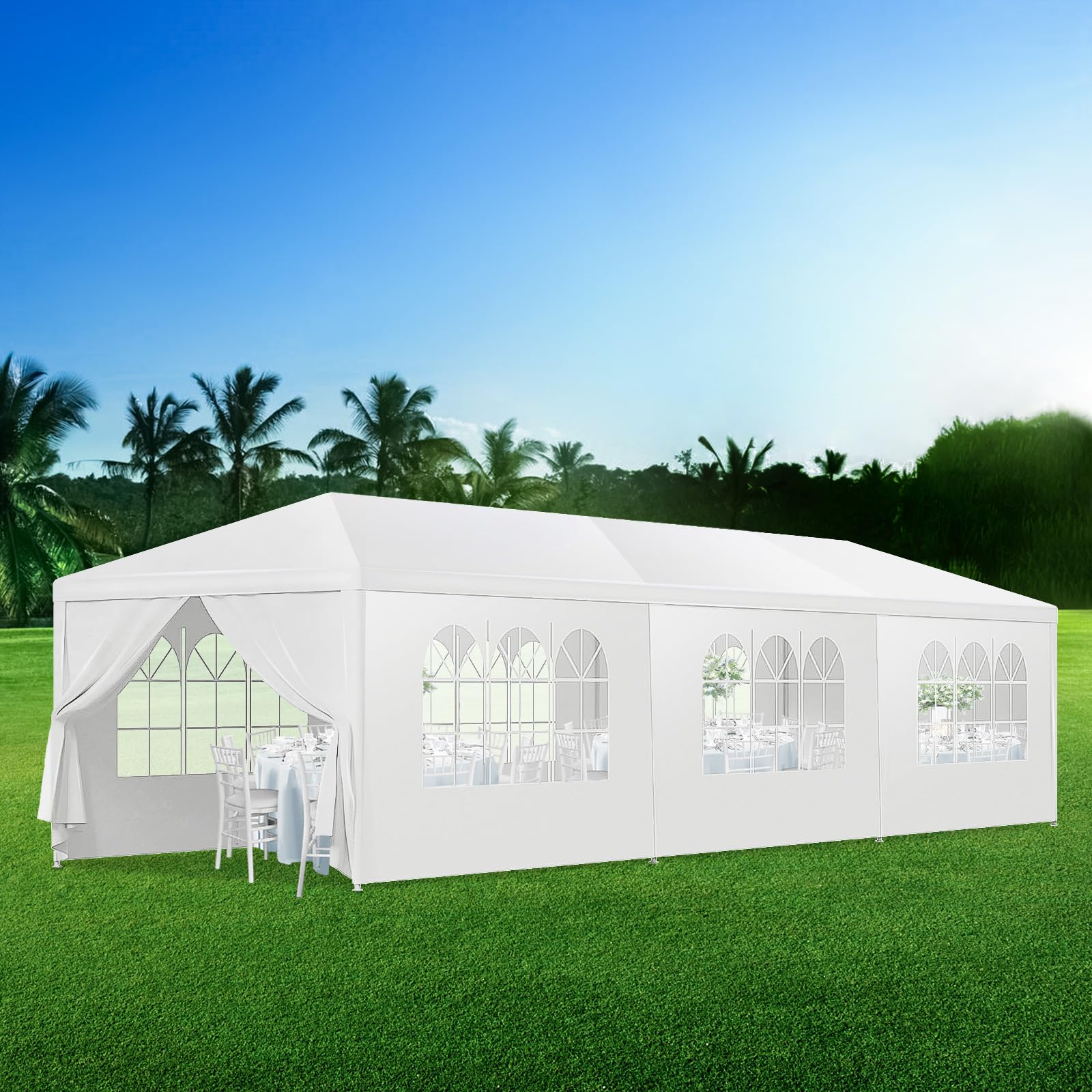 Amazon.com : 2025 Upgraded 10x30 Party Tent, Outdoor White Tents for ...