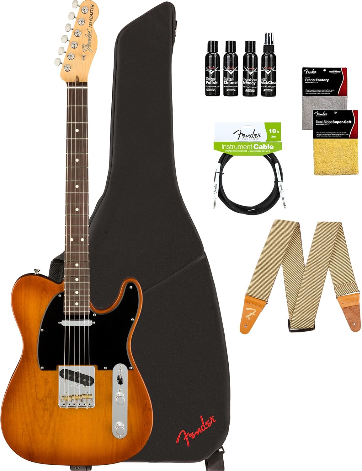 Amazon.com: Fender American Performer Telecaster - Honey Burst Bundle ...