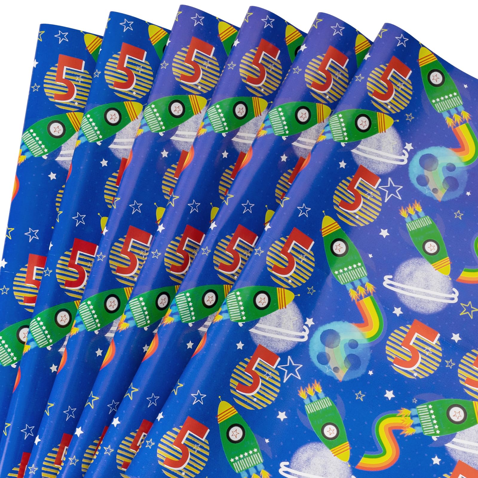 Amazon.com: LeZakaa 5th Birthday Wrapping Paper Sheets - Launching ...