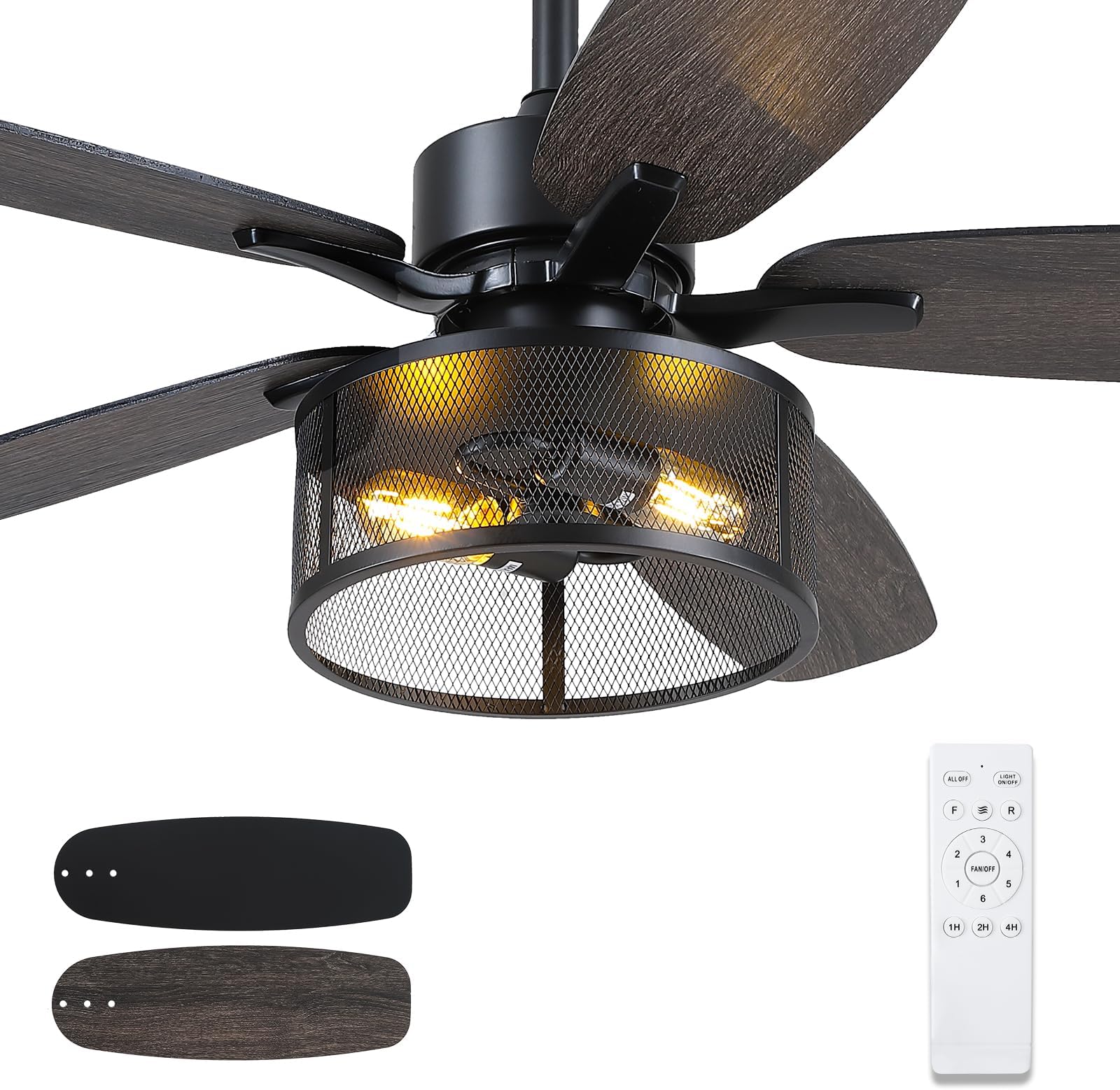 Amazon.com: Breezary 52 Inch Flush Mount Ceiling Fans with Lights Pull ...