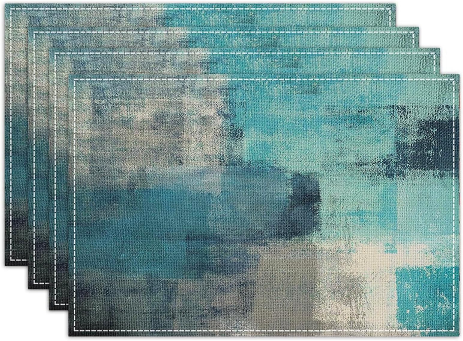 Amazon.com: MCALK 4 Each Turquoise Placemats and Cloth Napkins Set of 8 ...