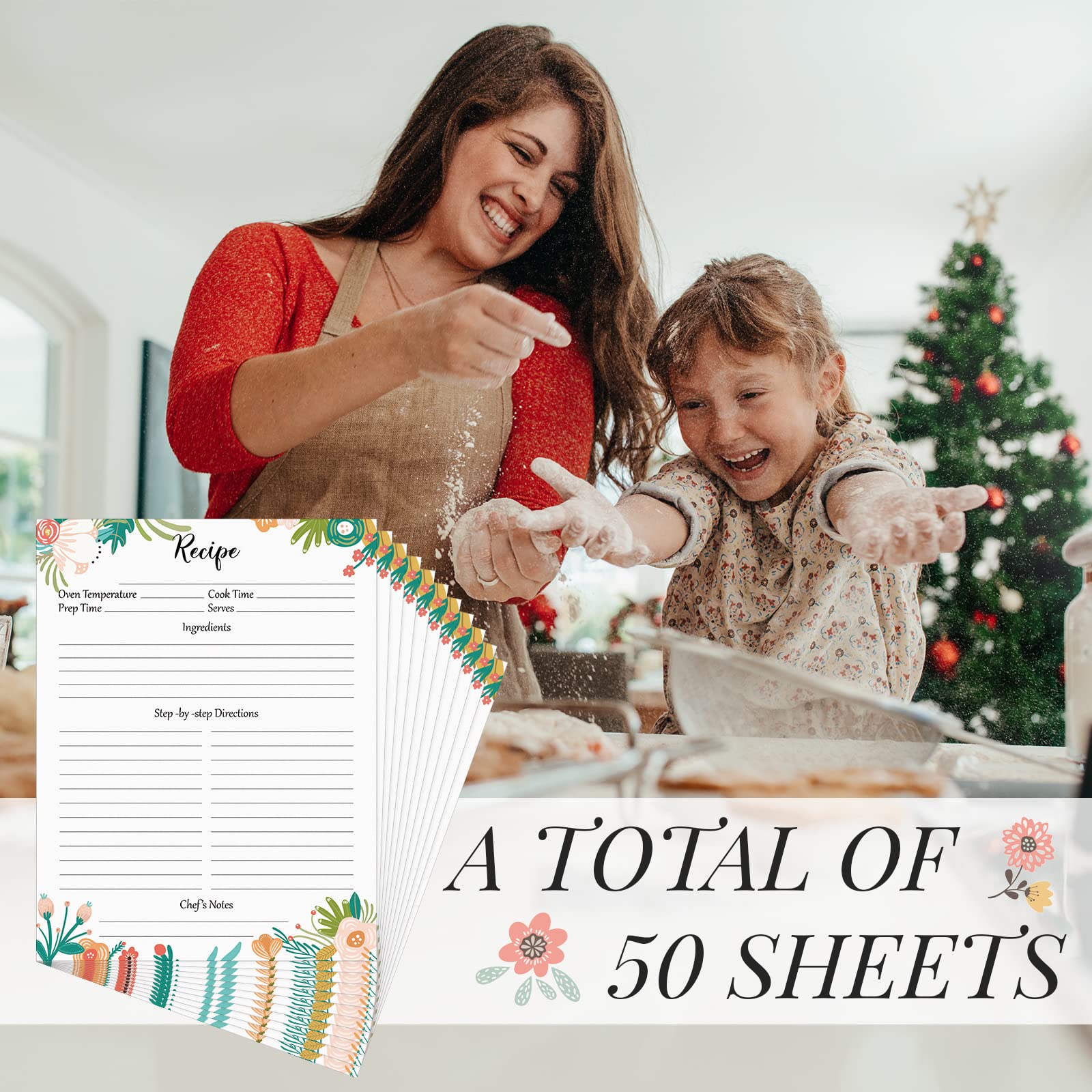 Snapklik.com : 50 Sheets Recipe Paper Full Size Recipe Refill Pages 8.5 ...