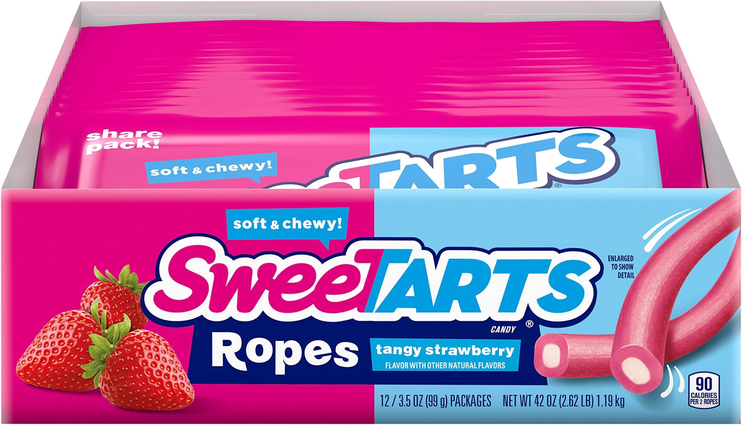 Amazon.com : SweeTARTS Ropes, Tangy Strawberry Flavor, 3.5 Ounce ...