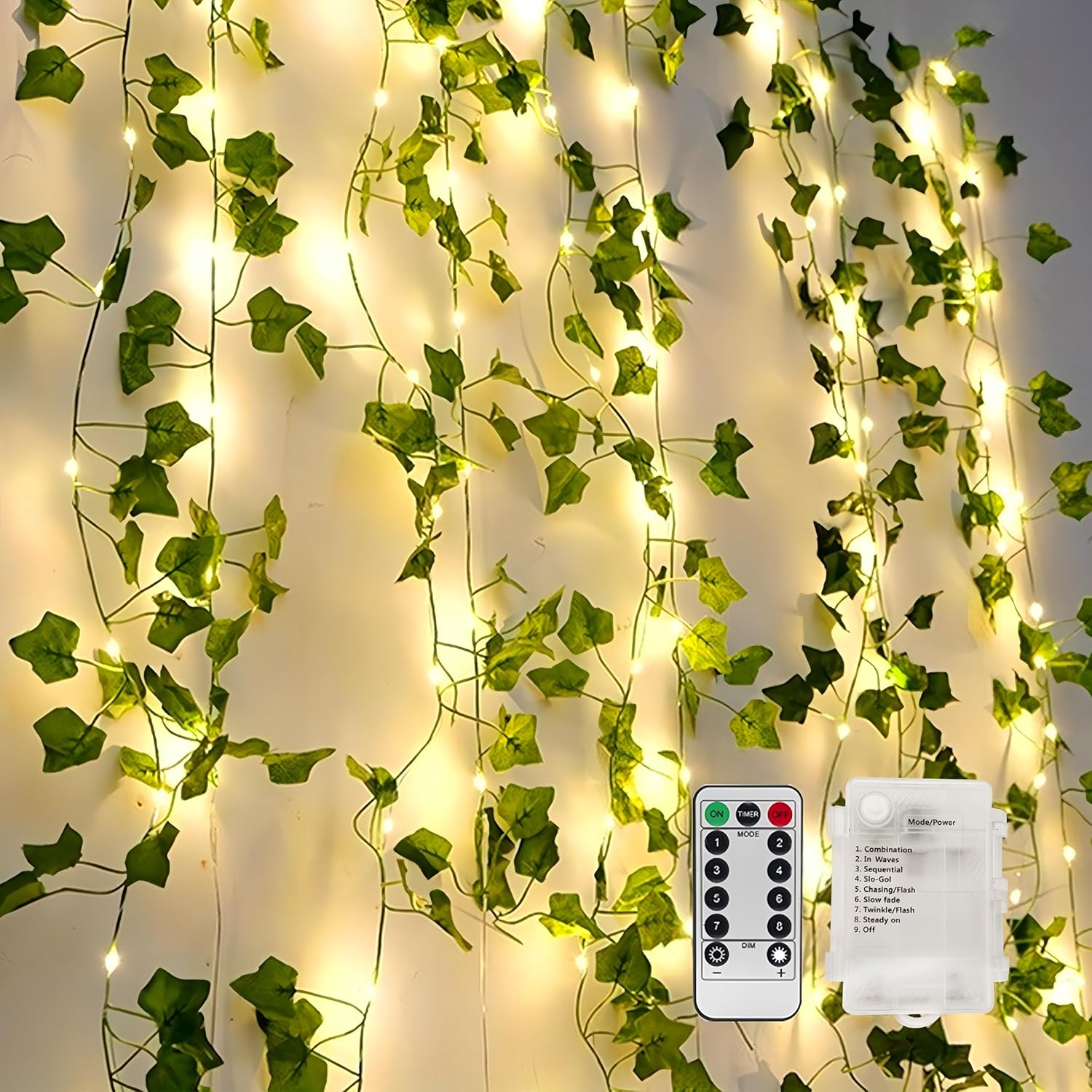 Amazon.com: YJFWAL 33ft Vine Fairy Lights with 100 LED 8 Mode Remote ...