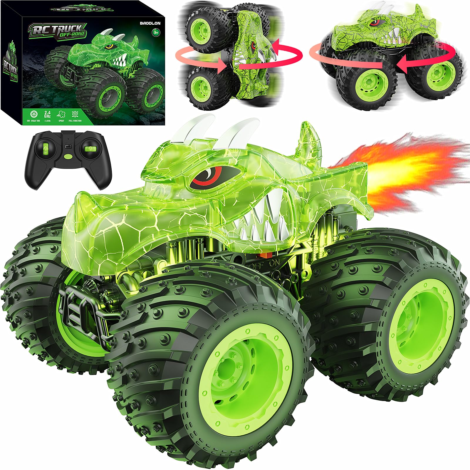 Amazon.com: BAODLON RC Monster Trucks Toys for 3 4 5 6 7 8 Years Old ...
