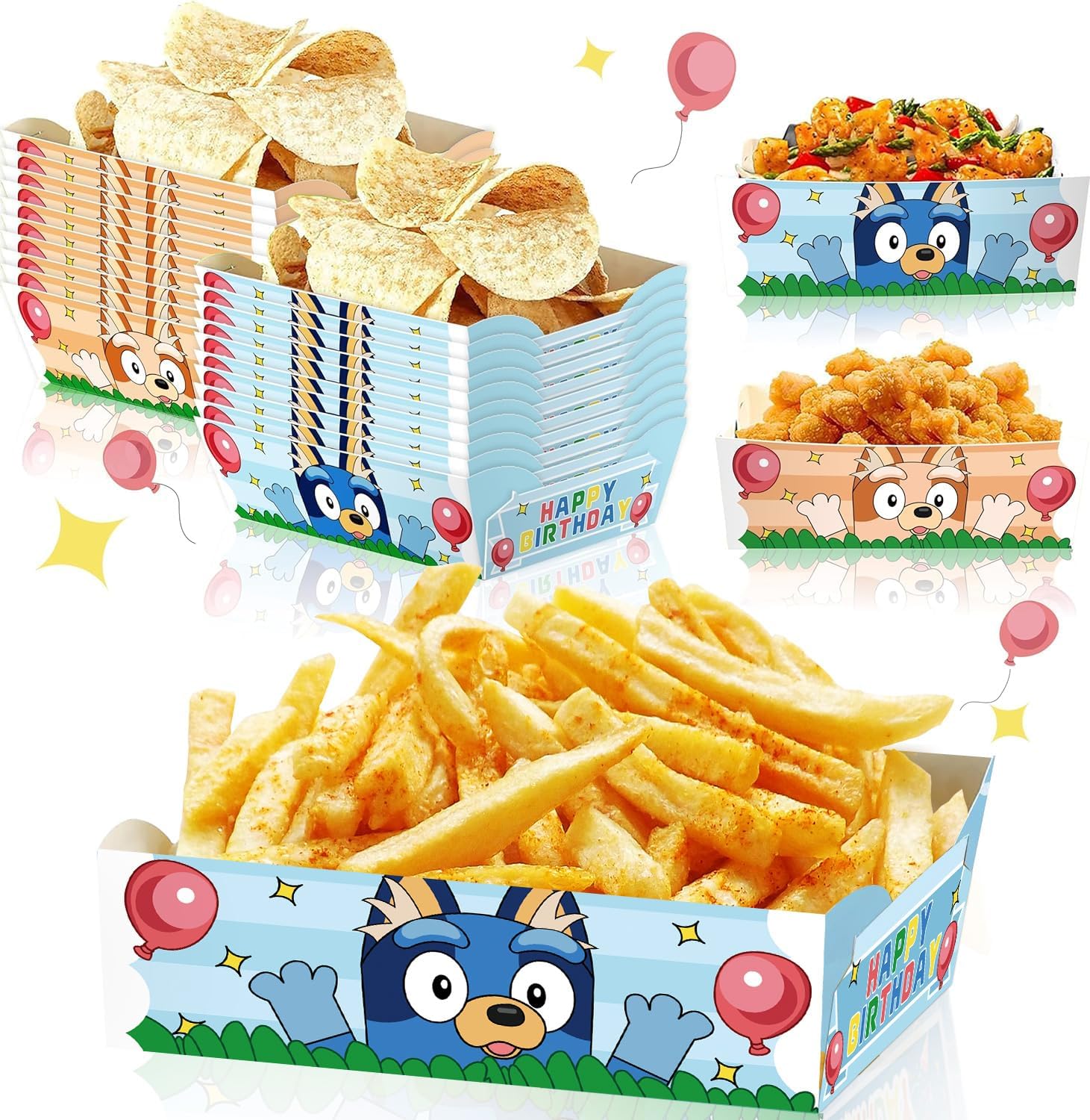 Amazon.com: DRCYULP Cartoon Blue Dog Trays 24Pcs, Cartoon Dog Birthday ...
