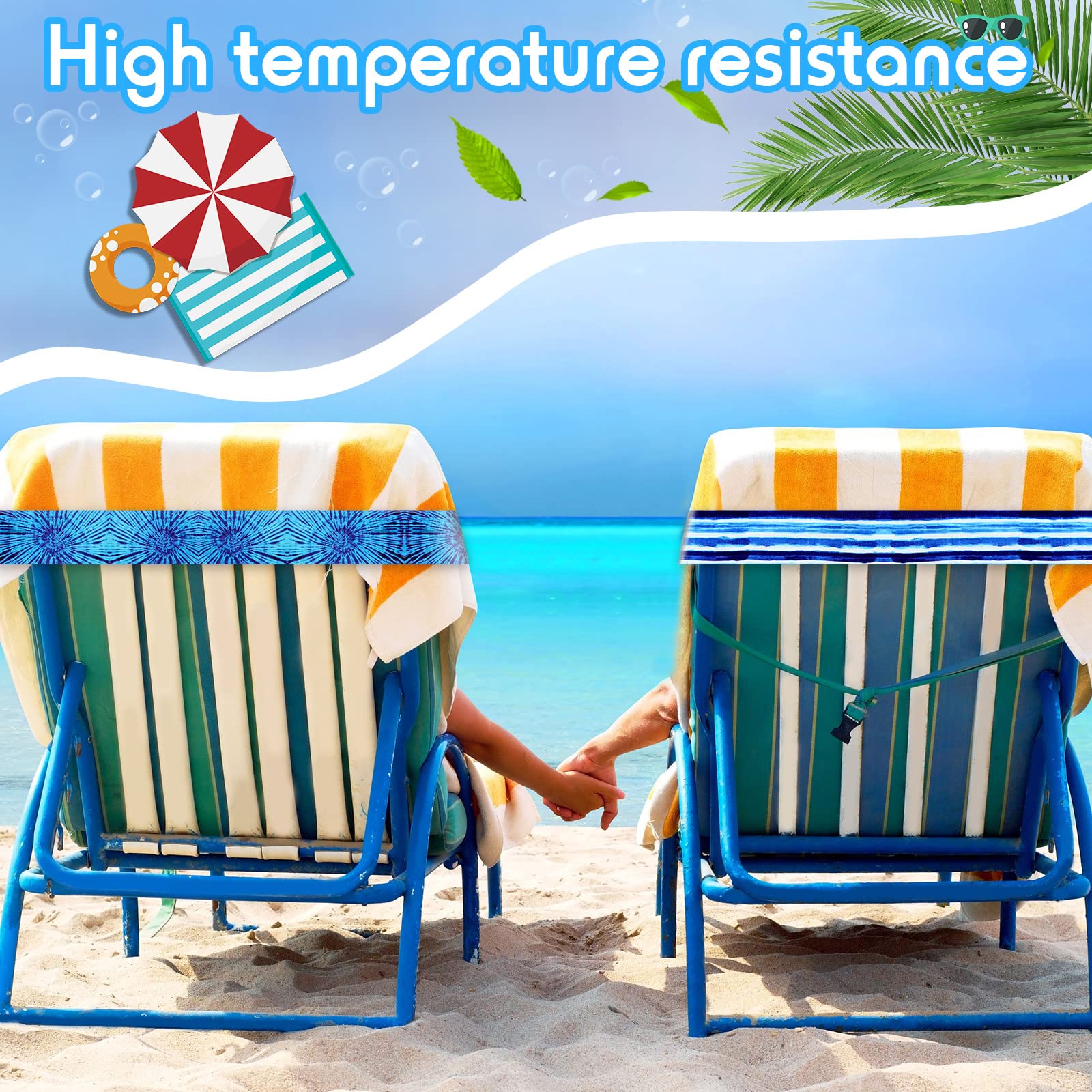 8 Pack Towel Bands Towel Chair Clips Rubber Beach Towel Clips Pool ...